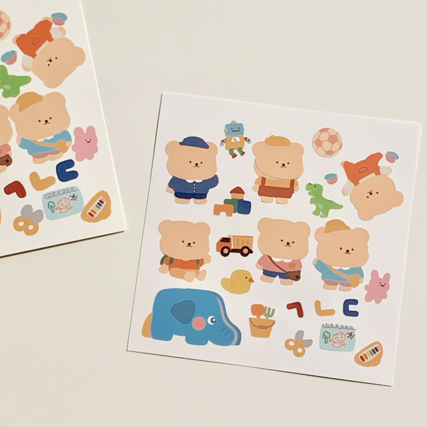 BAMTOREE STORE Playing Kids Die-cut Stickers 幼稚園小熊貼紙