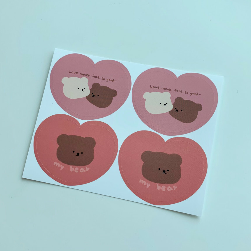 BAMTOREE Heart Bear Removable Sticker 心心小熊貼紙