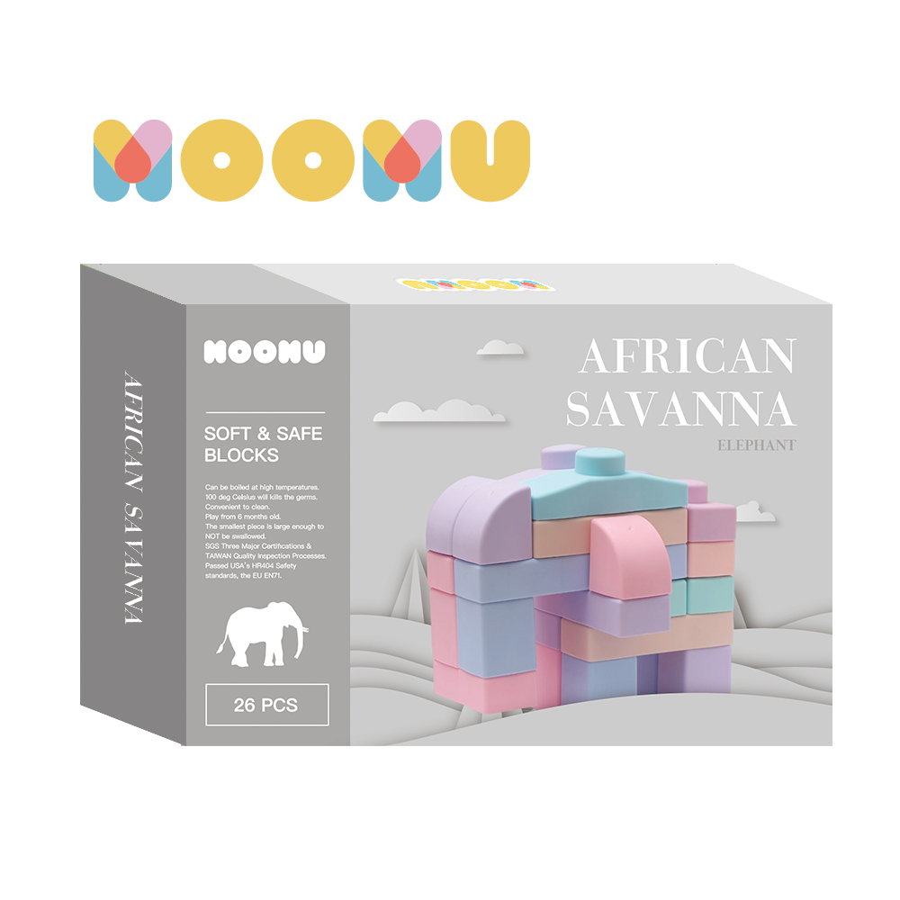 Moomu 香草軟積木26片-動物系列-大象