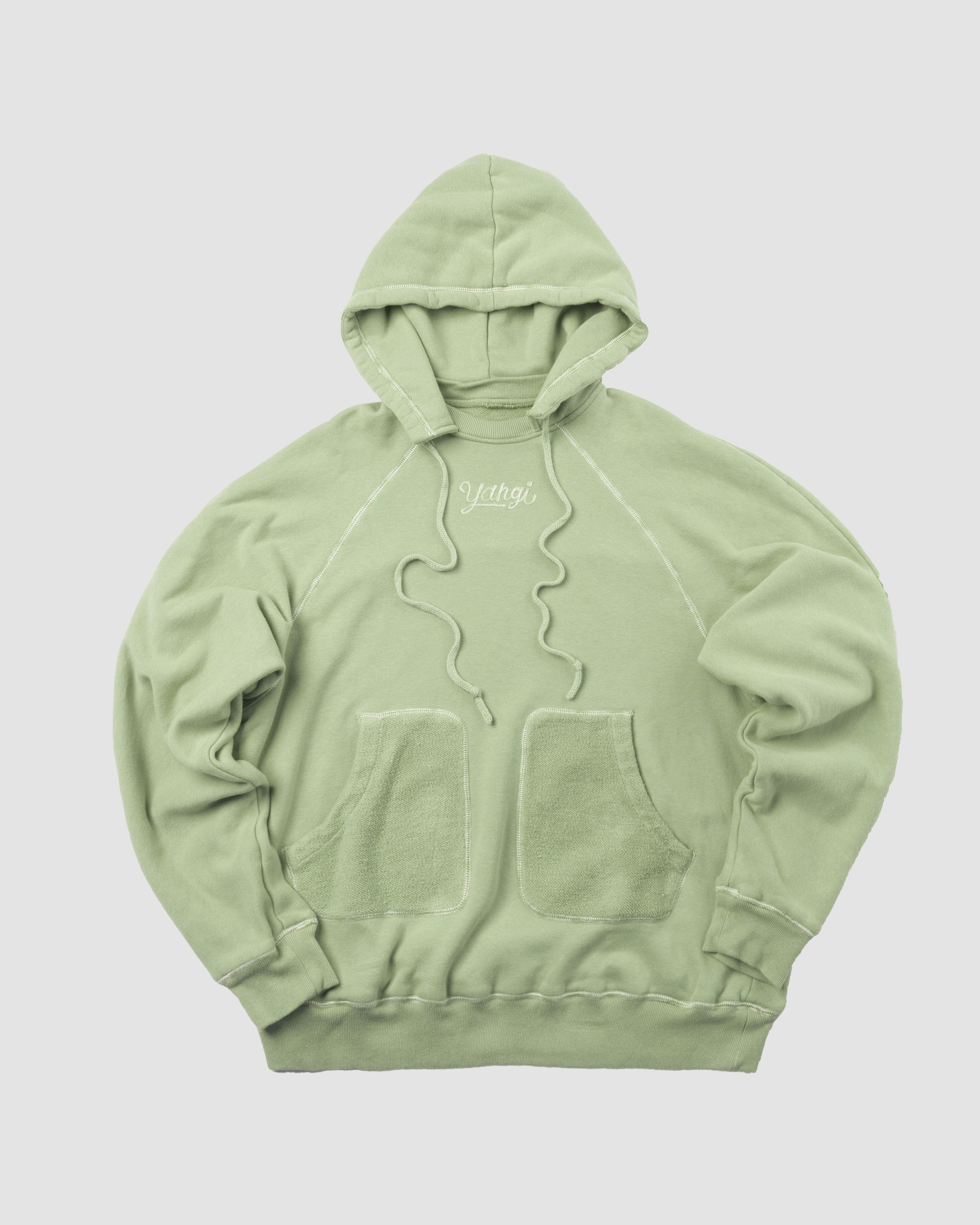 The YANGI Logo Raglan Hoodie / Sunny Lime