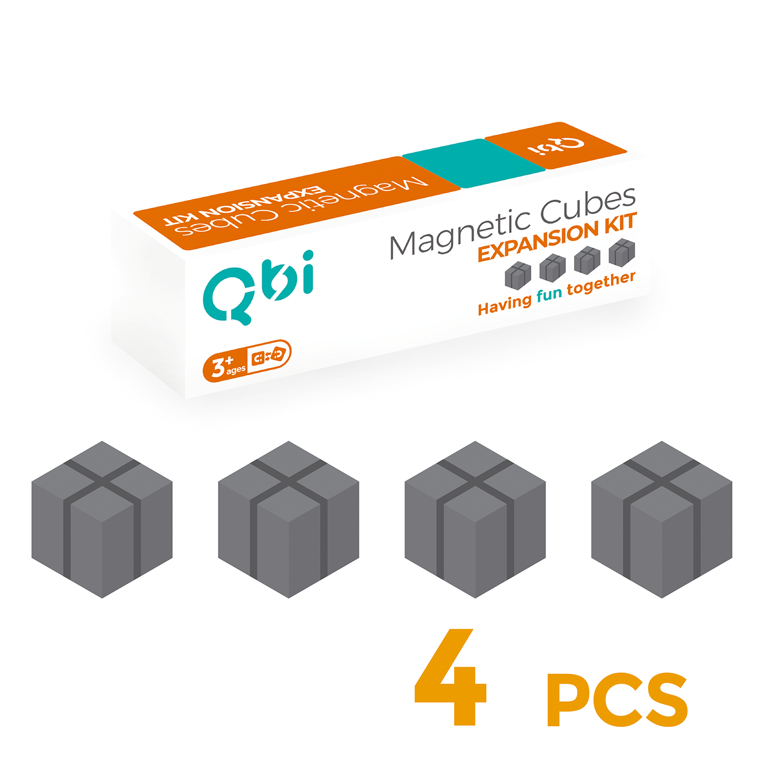 Qbi 擴充系列- 基底結構方塊4入｜Qbi益智軌道磁吸方塊