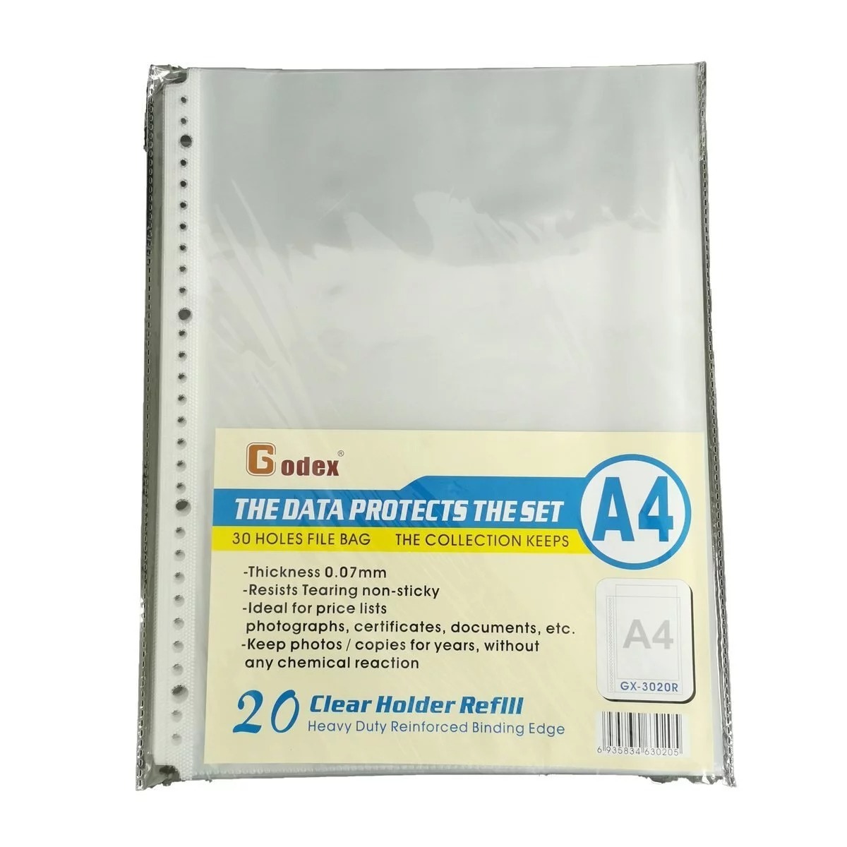 Godex A4 30孔 文件保護套(透明) 20個加厚庄 #3020R
