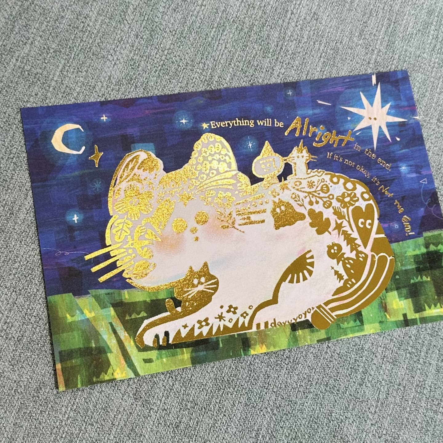 大宇人｜Be Okay!Meow 貓咪燙金明信片