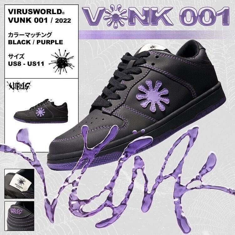 VIRUS VUNK 001 限定單品 黑紫病毒LOGO 訂製鞋履組