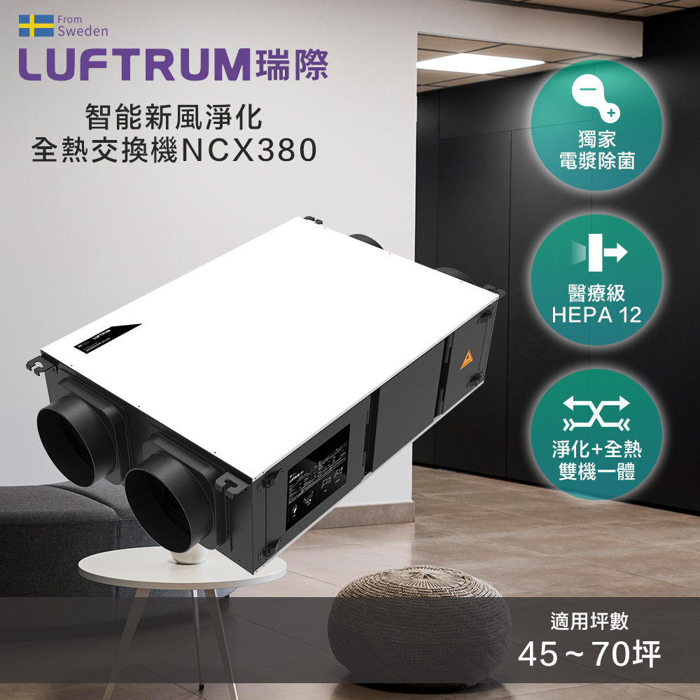 瑞際Luftrum NCX380 智能新風淨化全熱交換機