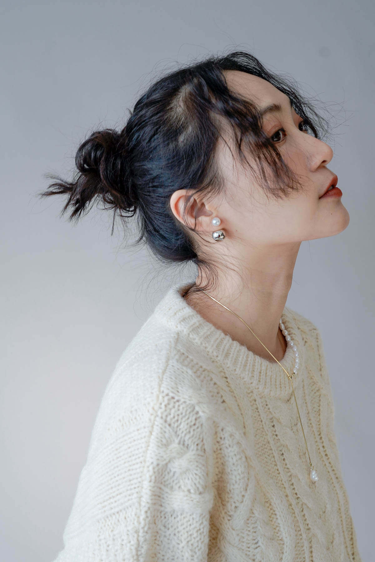 Earring: bold dot + pearl (silver) -1件到付, 2件免運費