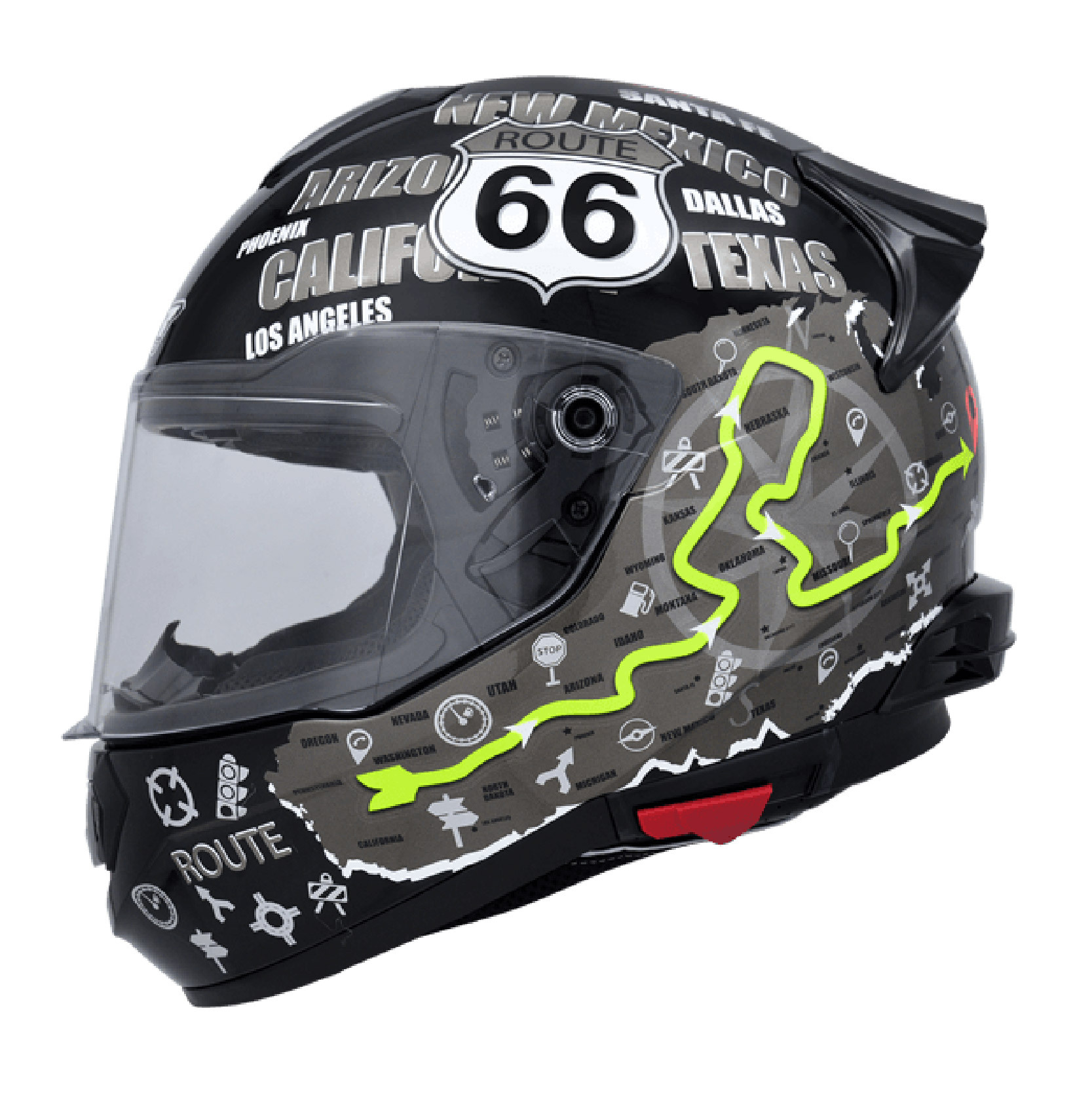 M2R F-7 3D-Light 彩繪 66公路 全罩式 發光 安全帽｜ANSIN 安信騎士