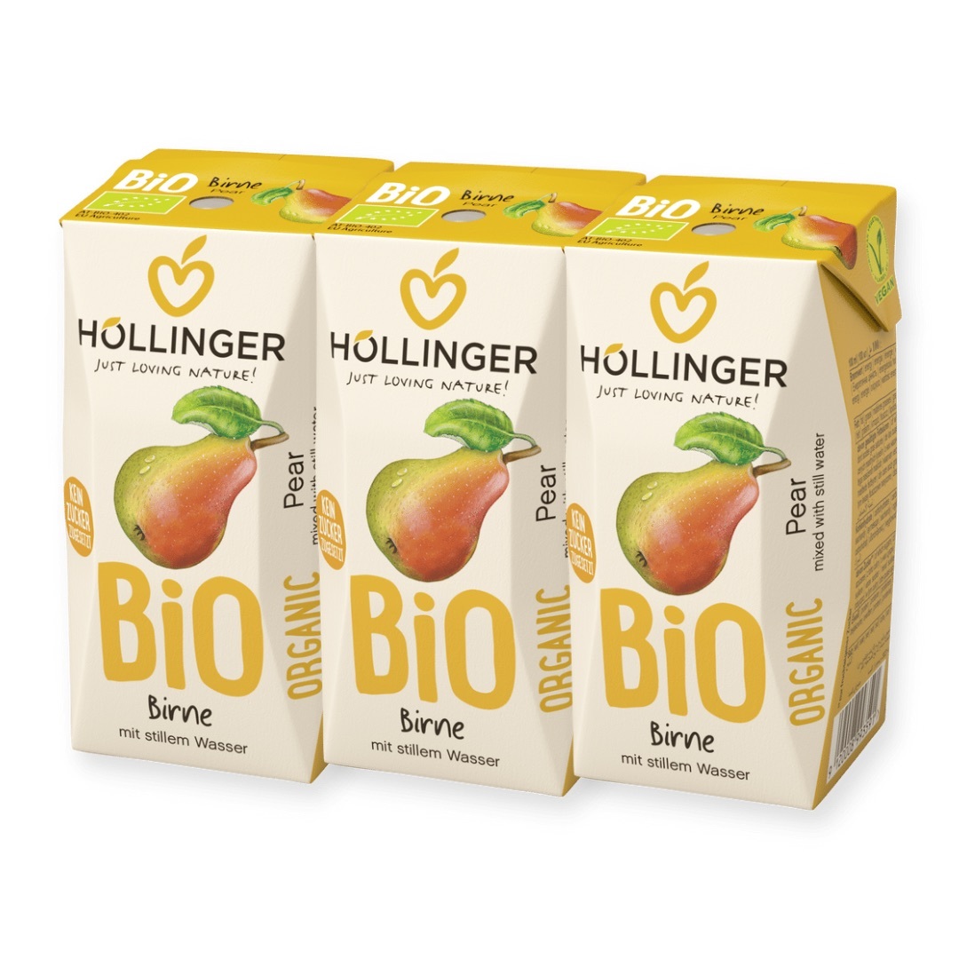 Hollinger Organic Cloudy Pear School Juice 200ml x 3