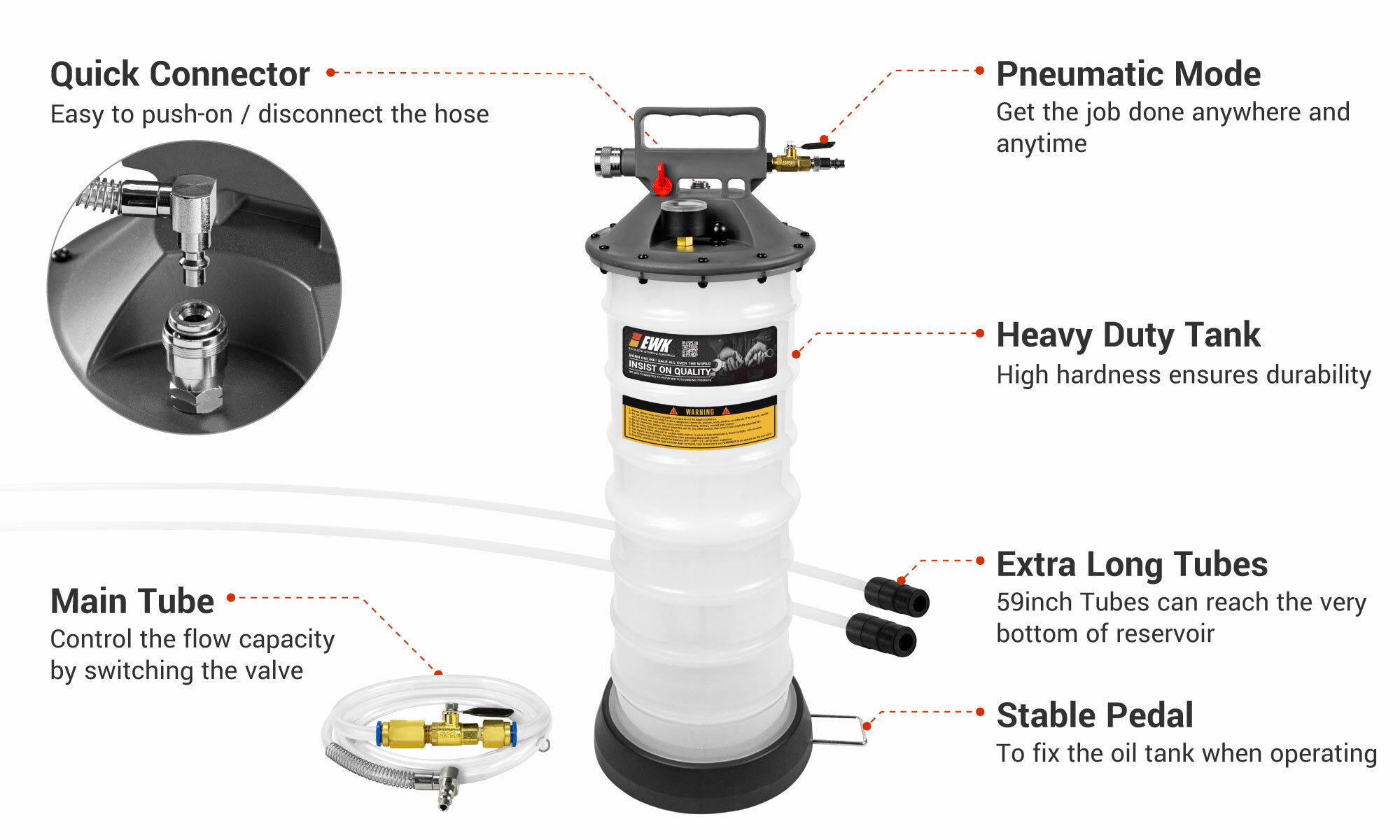 13.5L Pneumatic Oil Extractor / Dispenser Pump | EWK
