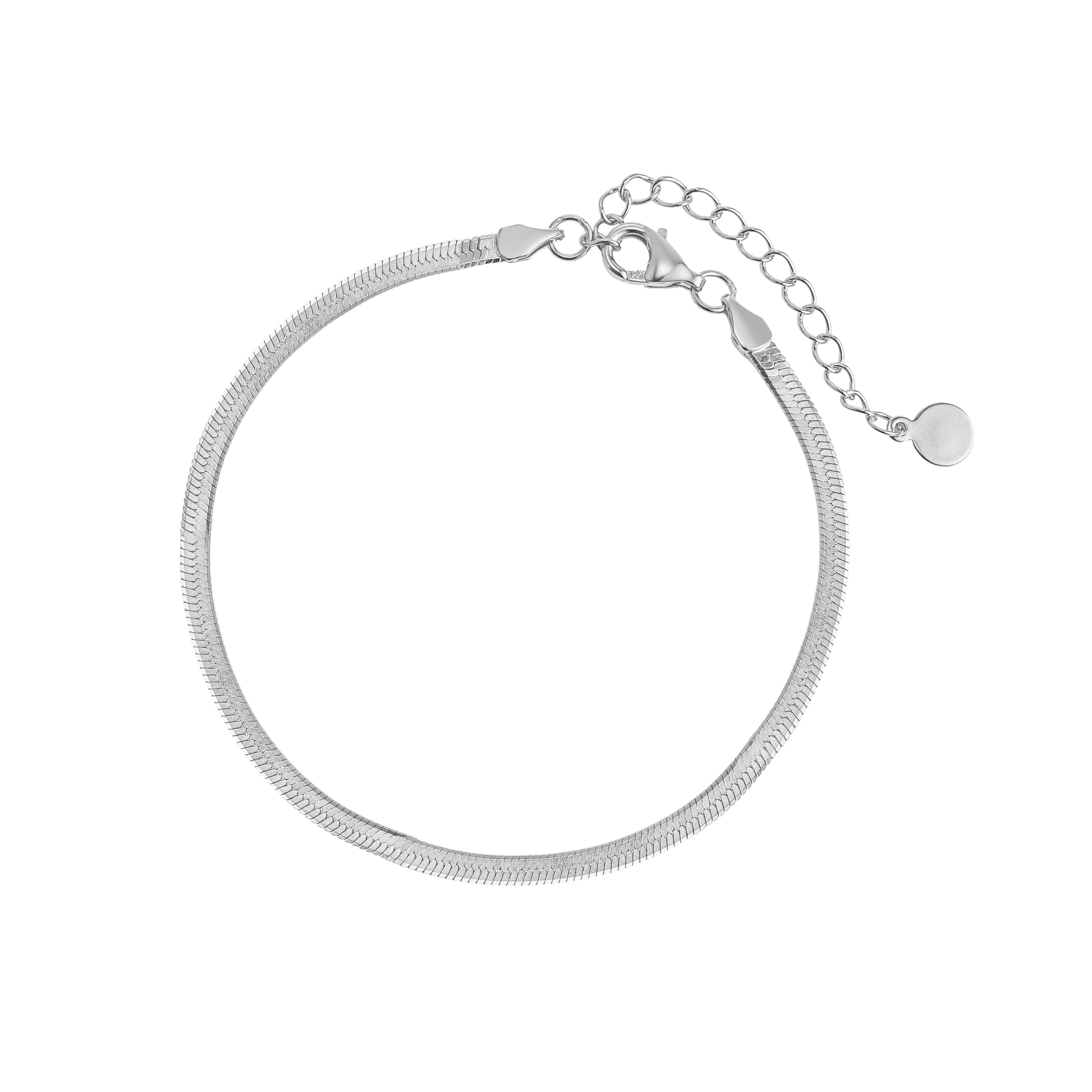 925 Sterling Silver Herringbone Snake Chain Bracelet