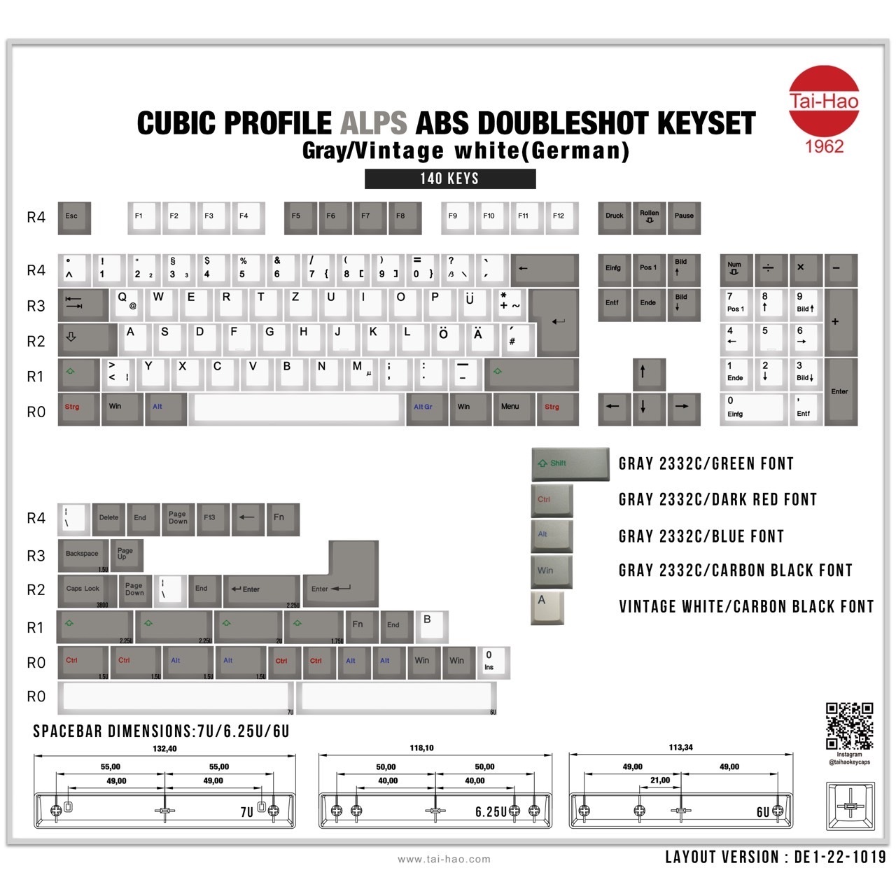 Taihao alps Keycaps,Gaming Keycaps, DoubleShot
