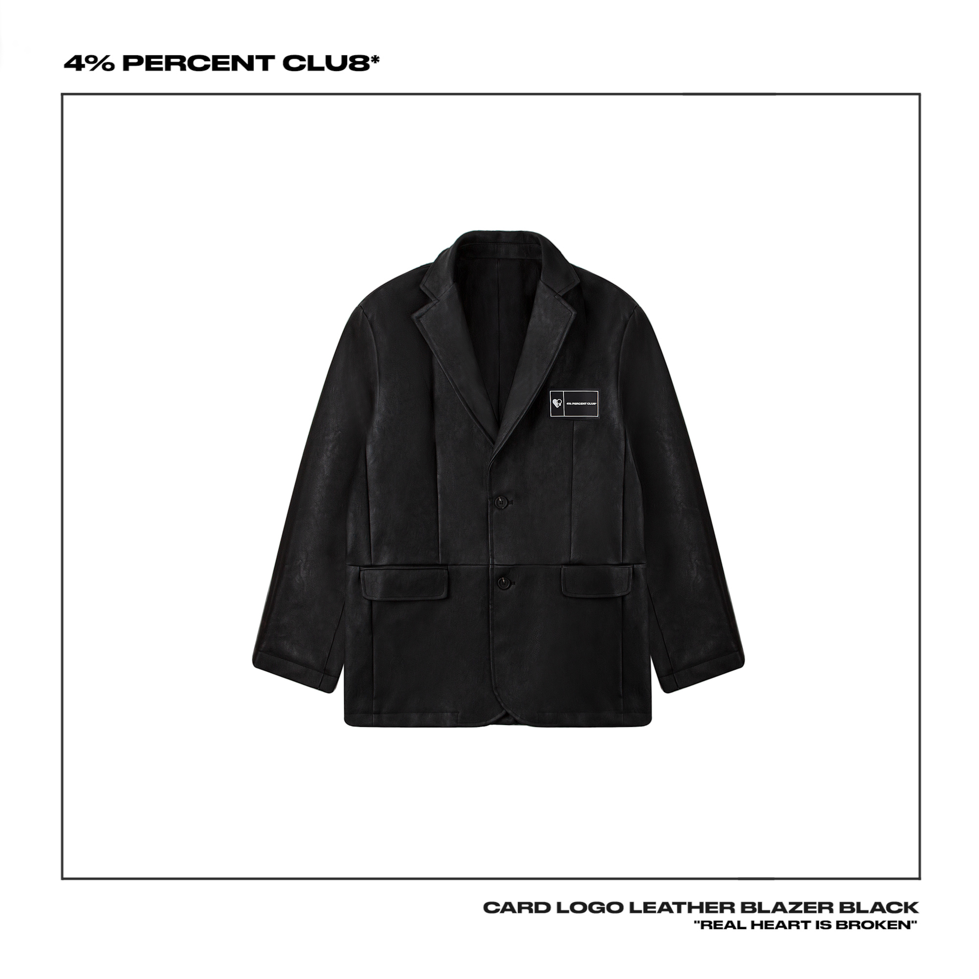 CARD LOGO LEATHER BLAZER BLACK / 膠牌款皮革西裝外套