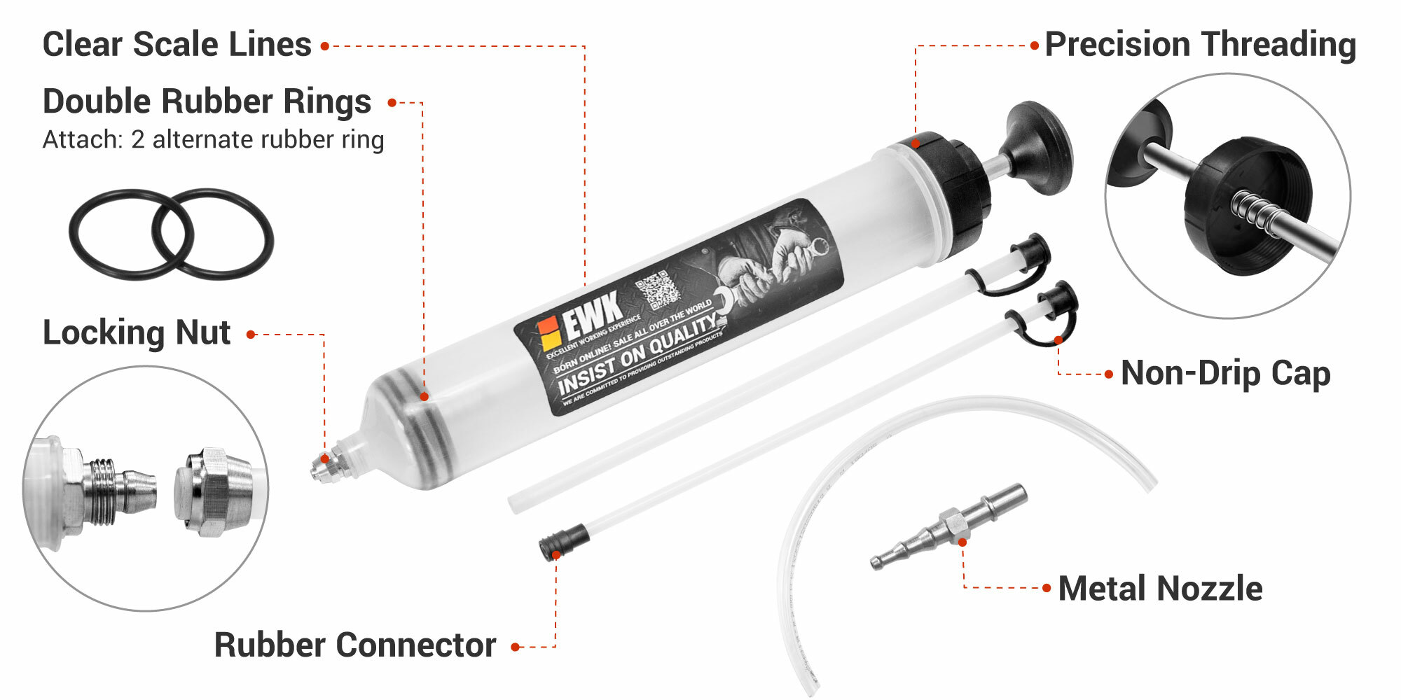 500ml Manual Fluid Syringe Pump Oil Extractor | EWK