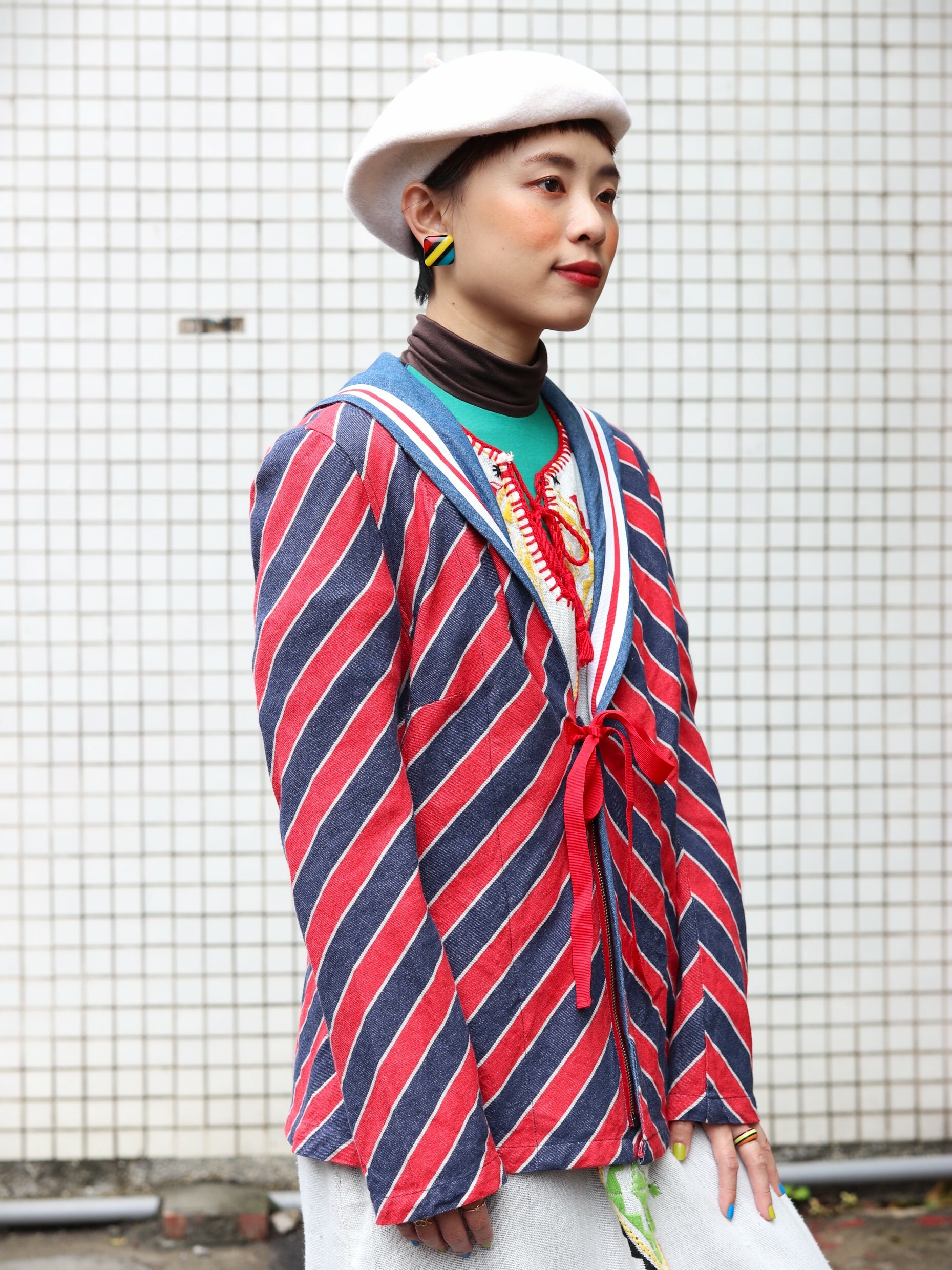Sailor Style Embroidered Jacket / 海軍風格 水手領 刺繡 外套
