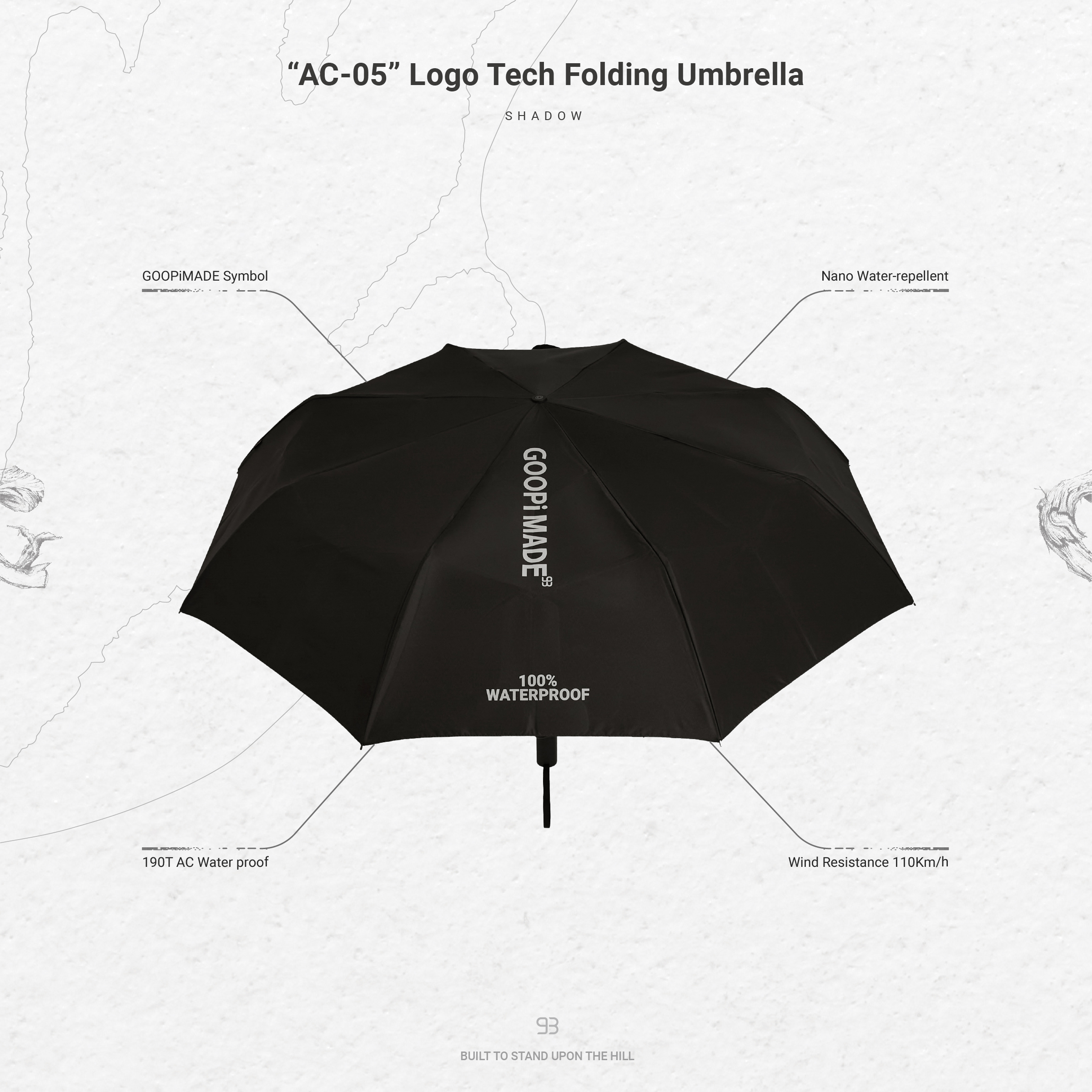 “AC-05” Logo Tech Folding Umbrella - Shadow