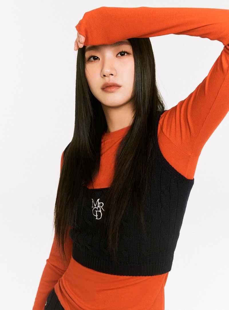 Mardi Mercredi CABLE CROPPED TOP MRCD_NAVY WHITE