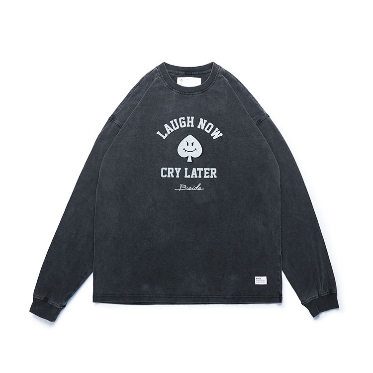B-SIDE SMILEY SPADE LS TEE Gray
