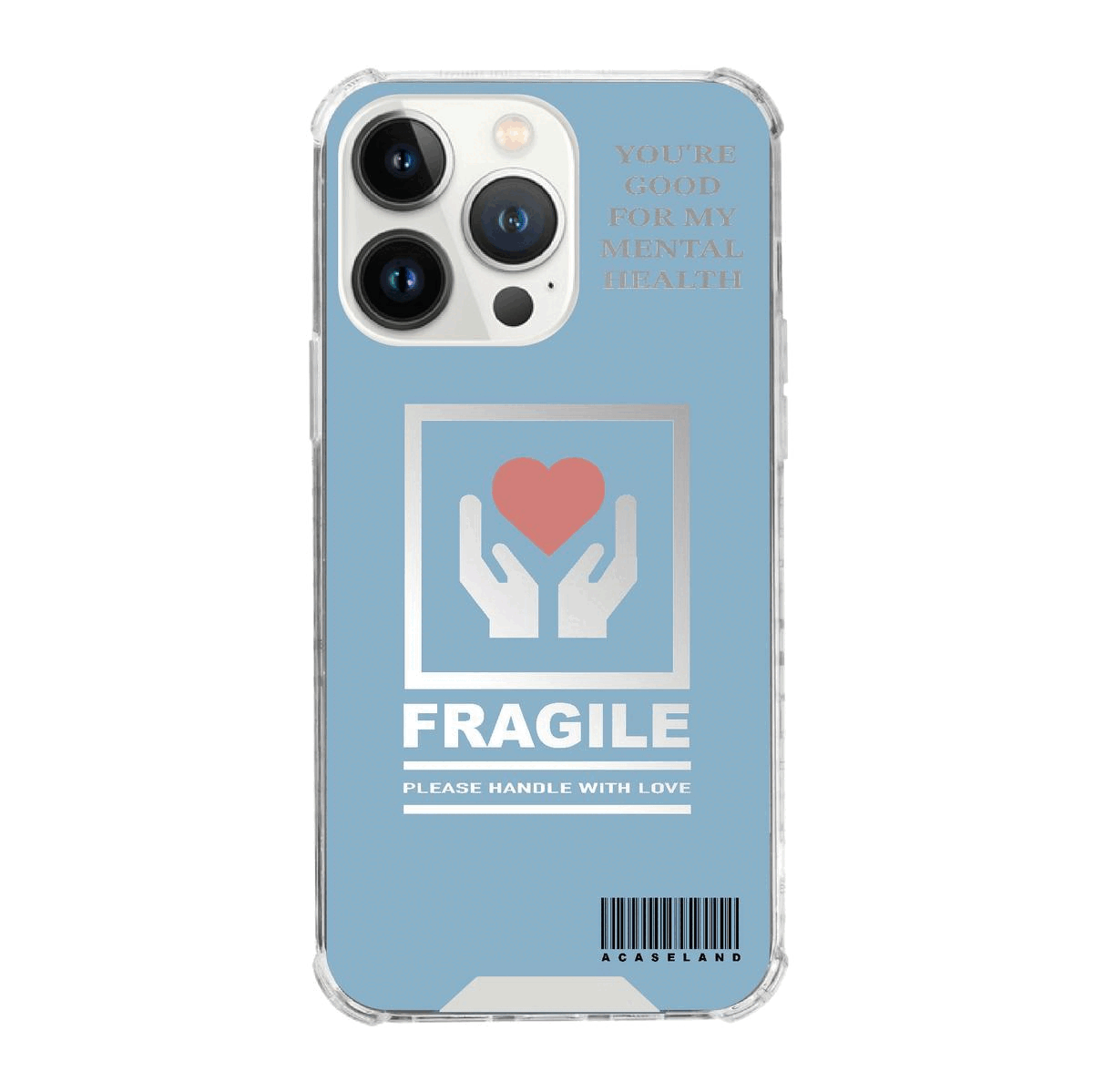 客製化 | 玻璃心 FRAGILE (BLUE) 鏡面手機保護殻