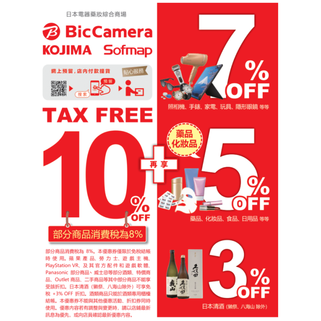 【2023日本優惠券】松本清/Bic Camera/KOJIMA/Sofmap/上新電器/愛電王/青山洋服