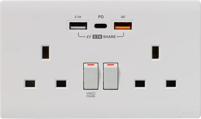 M2K （陶瓷白）13AUSB孖蘇 4.2A/4.2A+Type C/5.7A PDQC