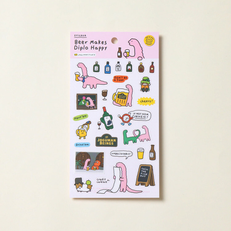 JOGUMAN STUDBeer Makes Diplo Happy Pvc Sticker 小恐龍 透明貼紙