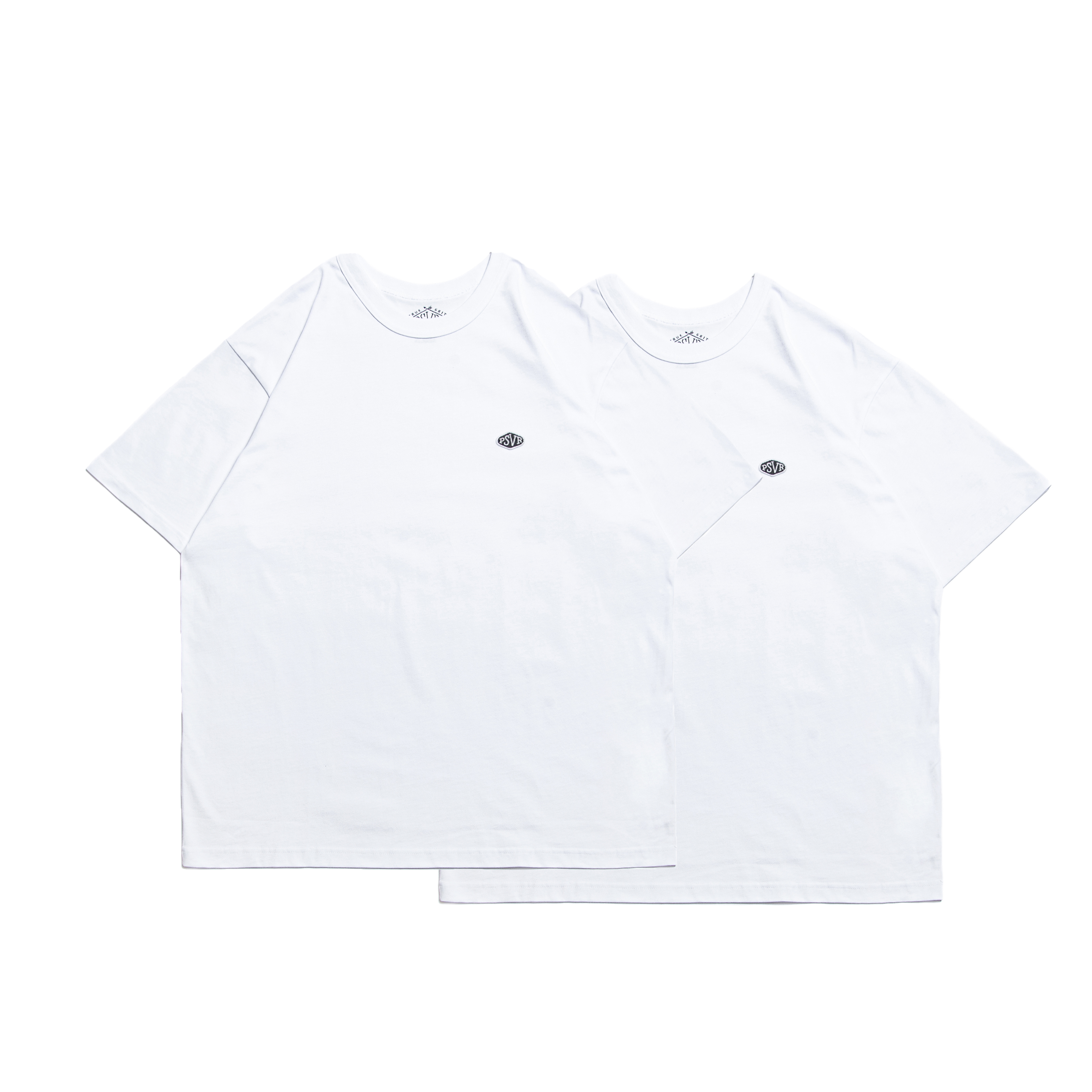 PERSEVERE PATCH LOGO BASIC T-SHIRT - WHITE & WHITE