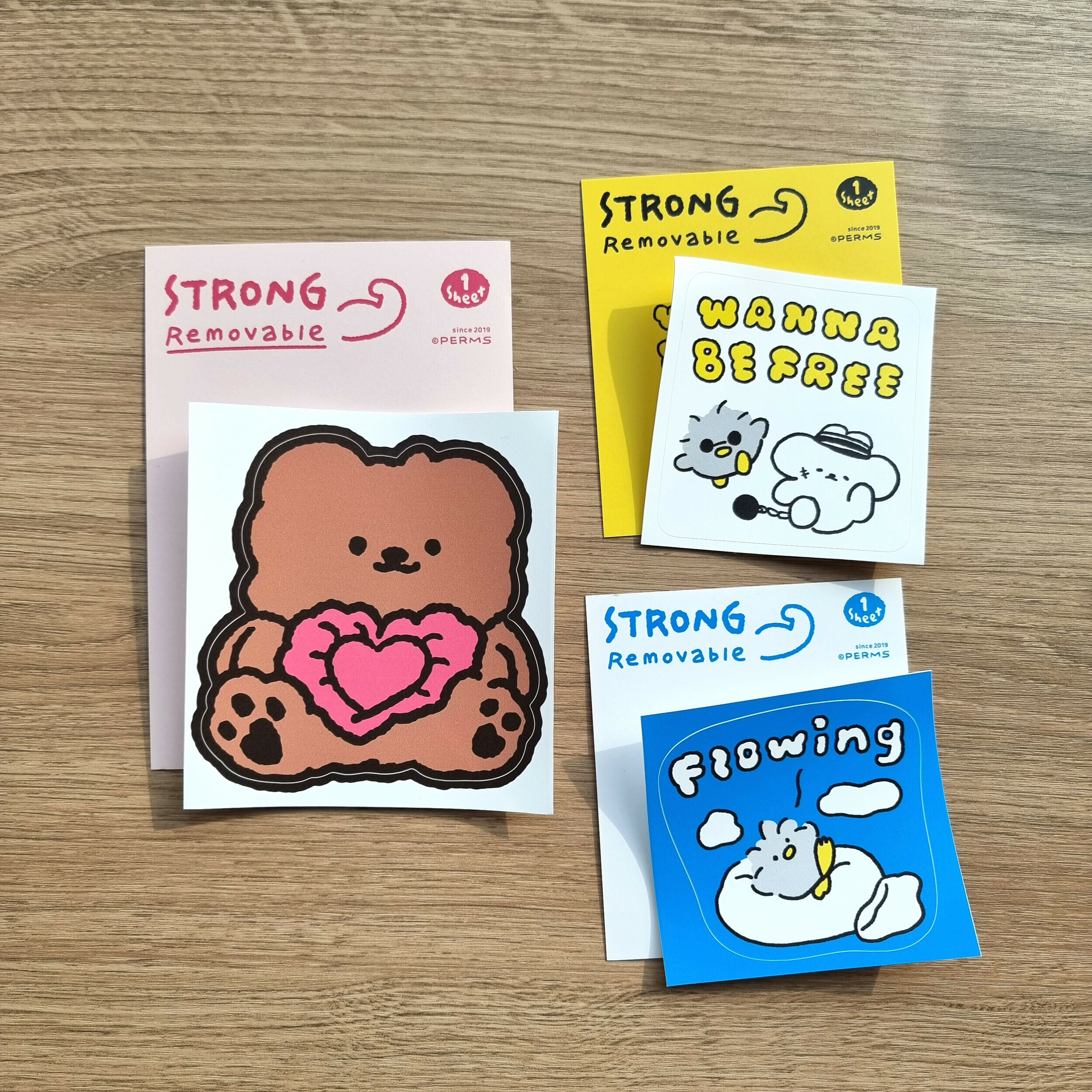 PERMS Bear Solvent Removable Sticker 小熊裝飾貼紙 (3款)