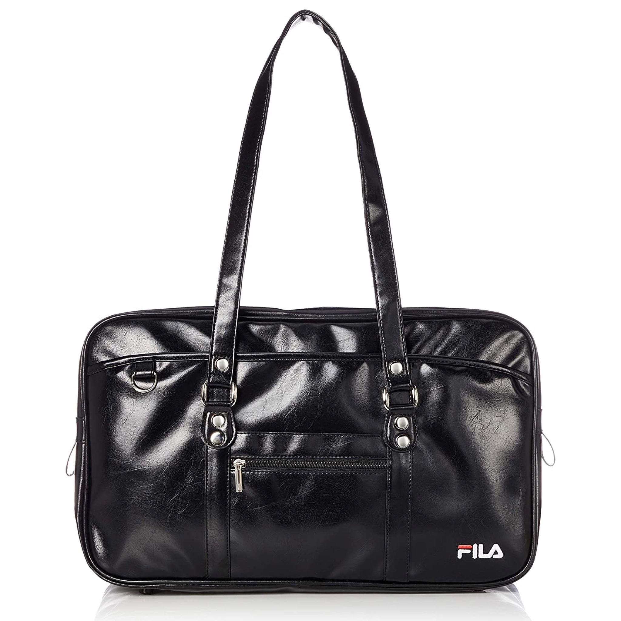 【💥日本直送】FILA 手提包 手挽袋 單肩包 波士頓包 黑色 學院風 亮皮