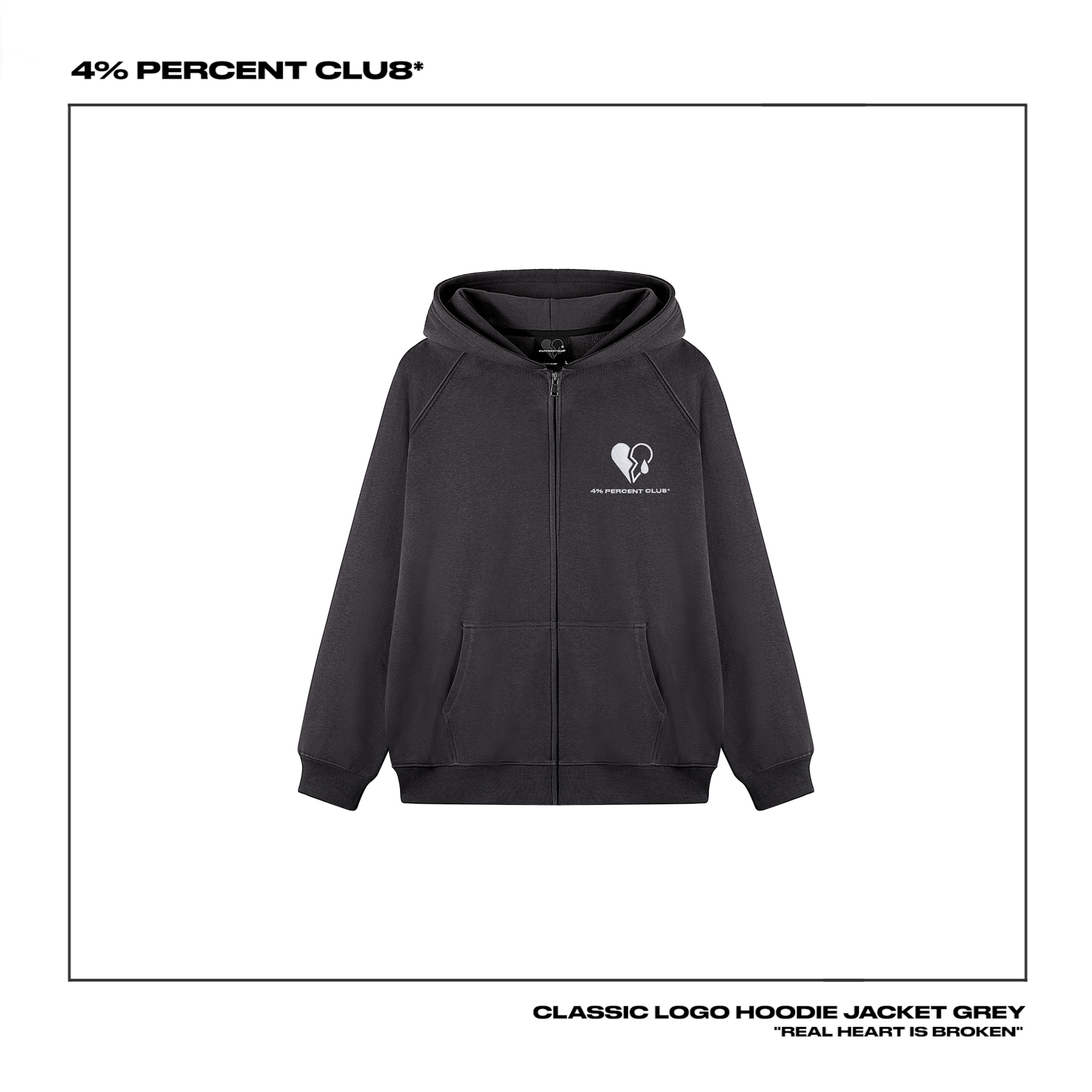 CLASSIC LOGO HOODIE JACKET GREY / 經典款灰色帽衫外套