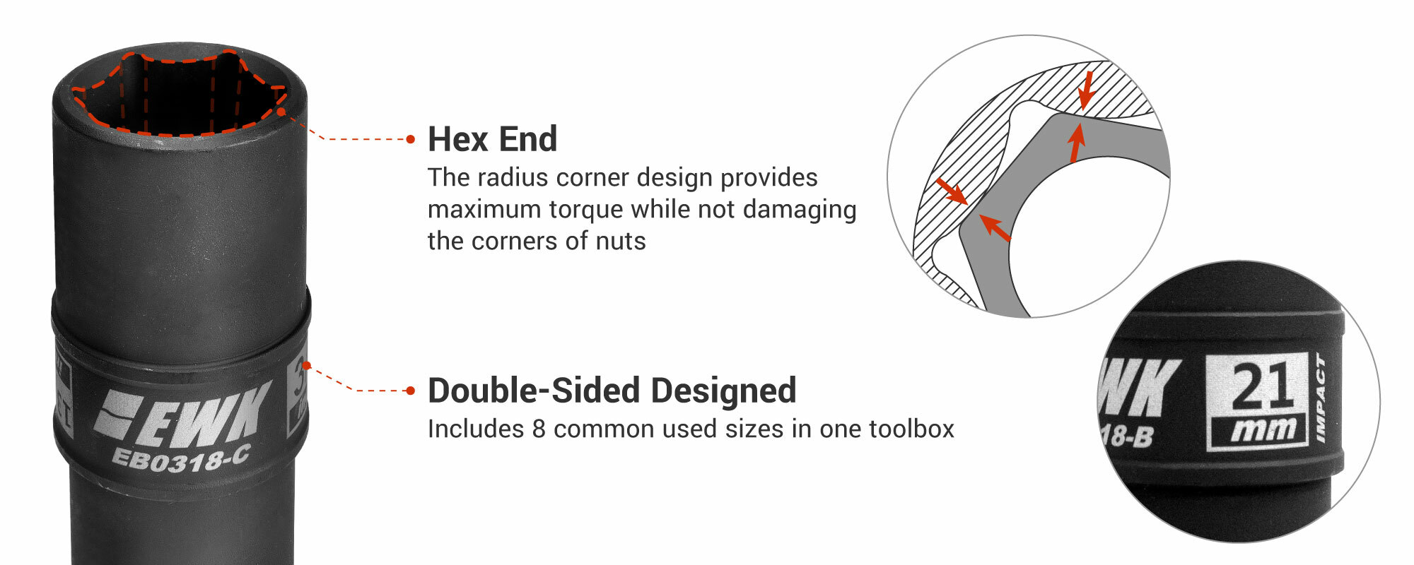 5 Pcs Flip Socket Set with 3" Extension Bar | EWK