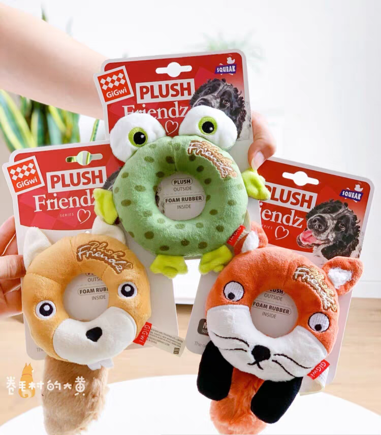 GIGIWI宠物发声玩具 甜甜圈系列 猫头鹰，青蛙，长尾松鼠 17*16*3cm