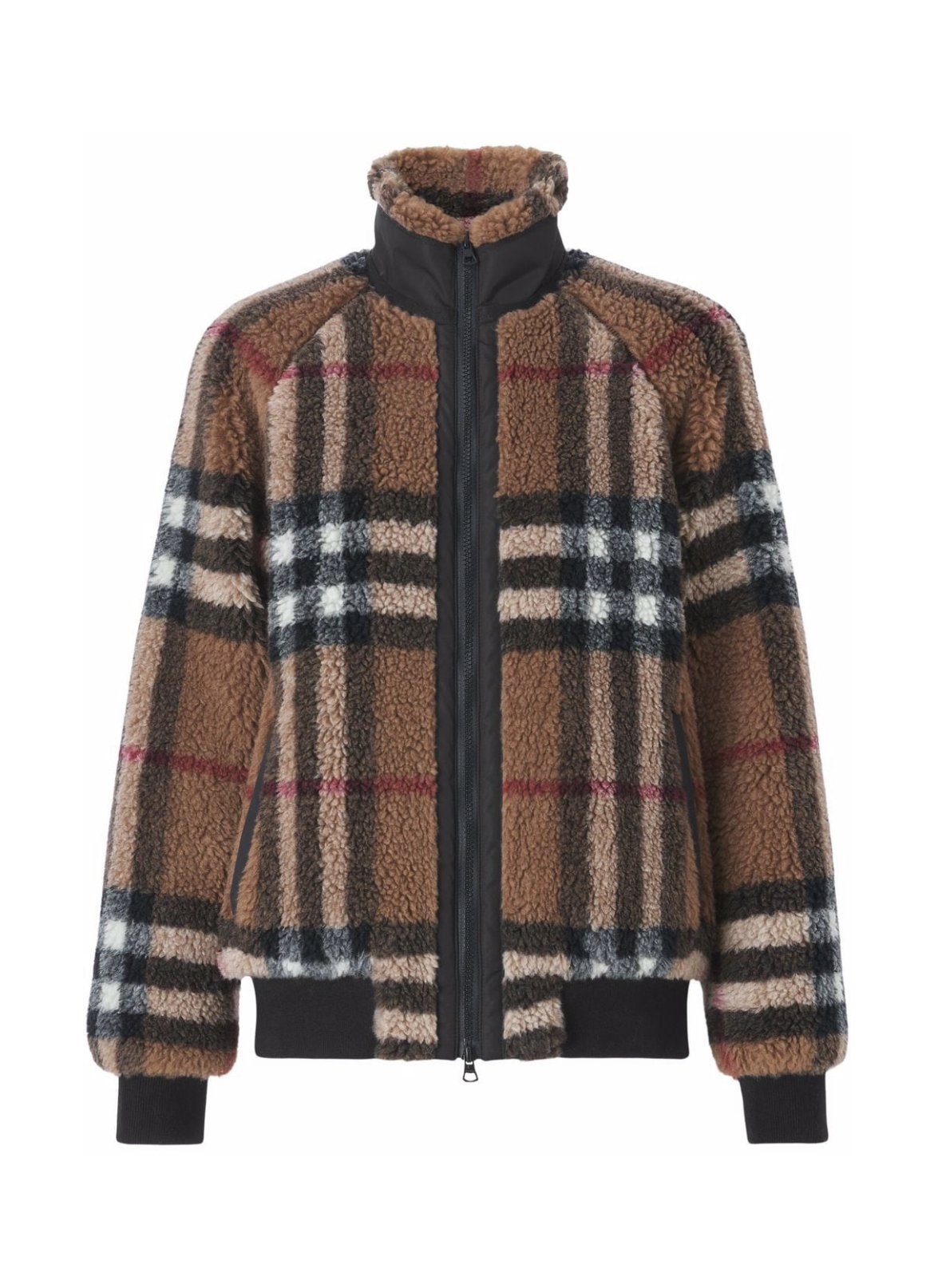 Burberry check pattern fleece jacket