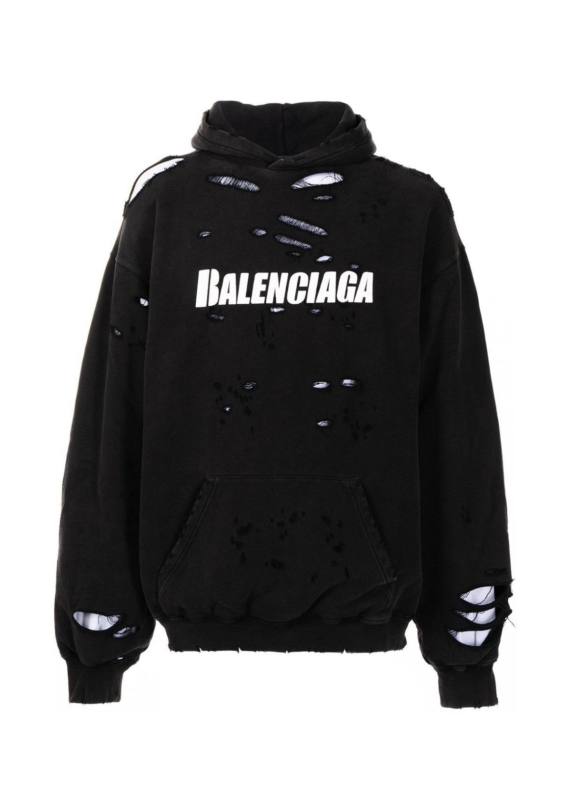 Balenciaga ripped oversize logo hoodie