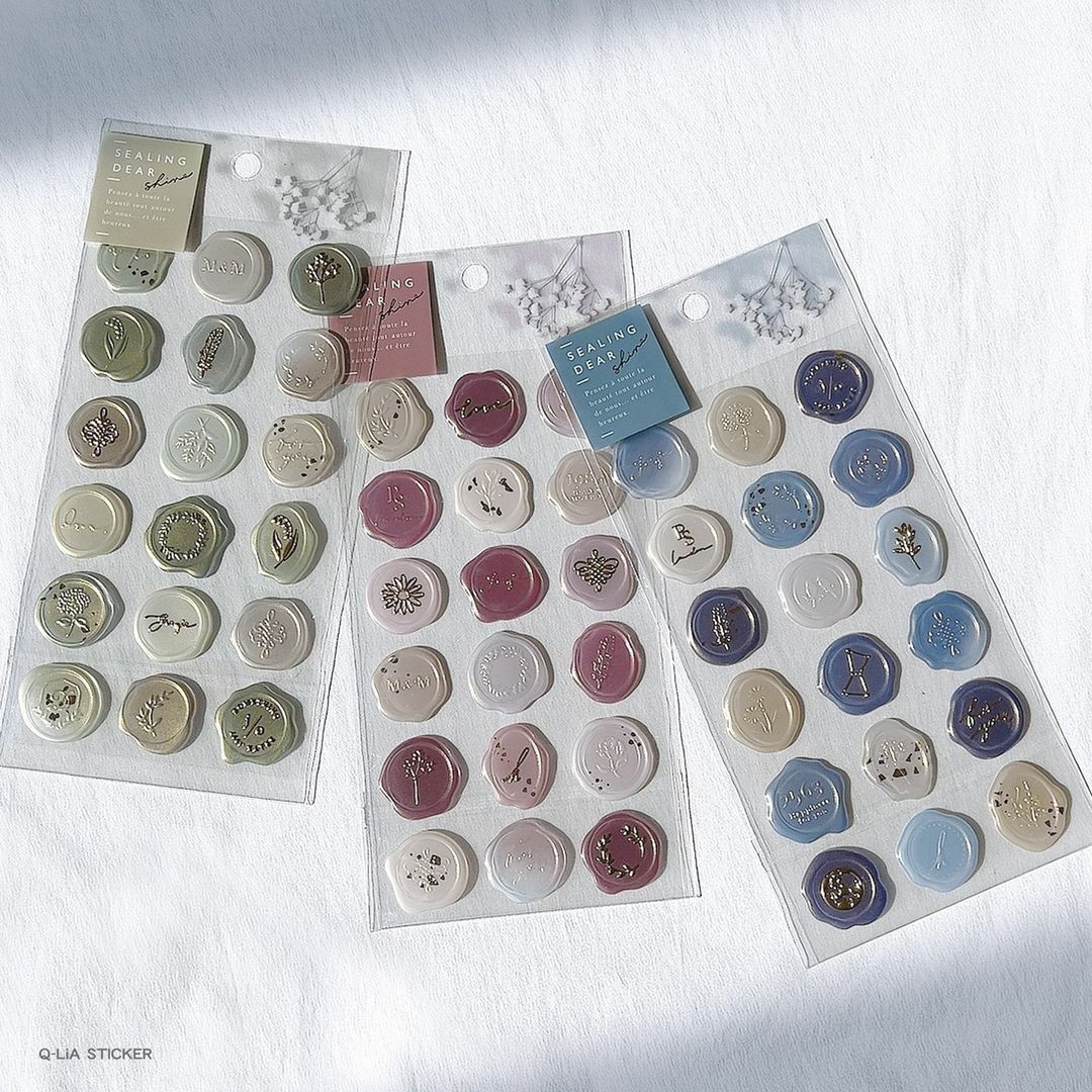 Q-LiA SEALING DEAR 第三彈 乾花火漆印章貼紙 (共3款)