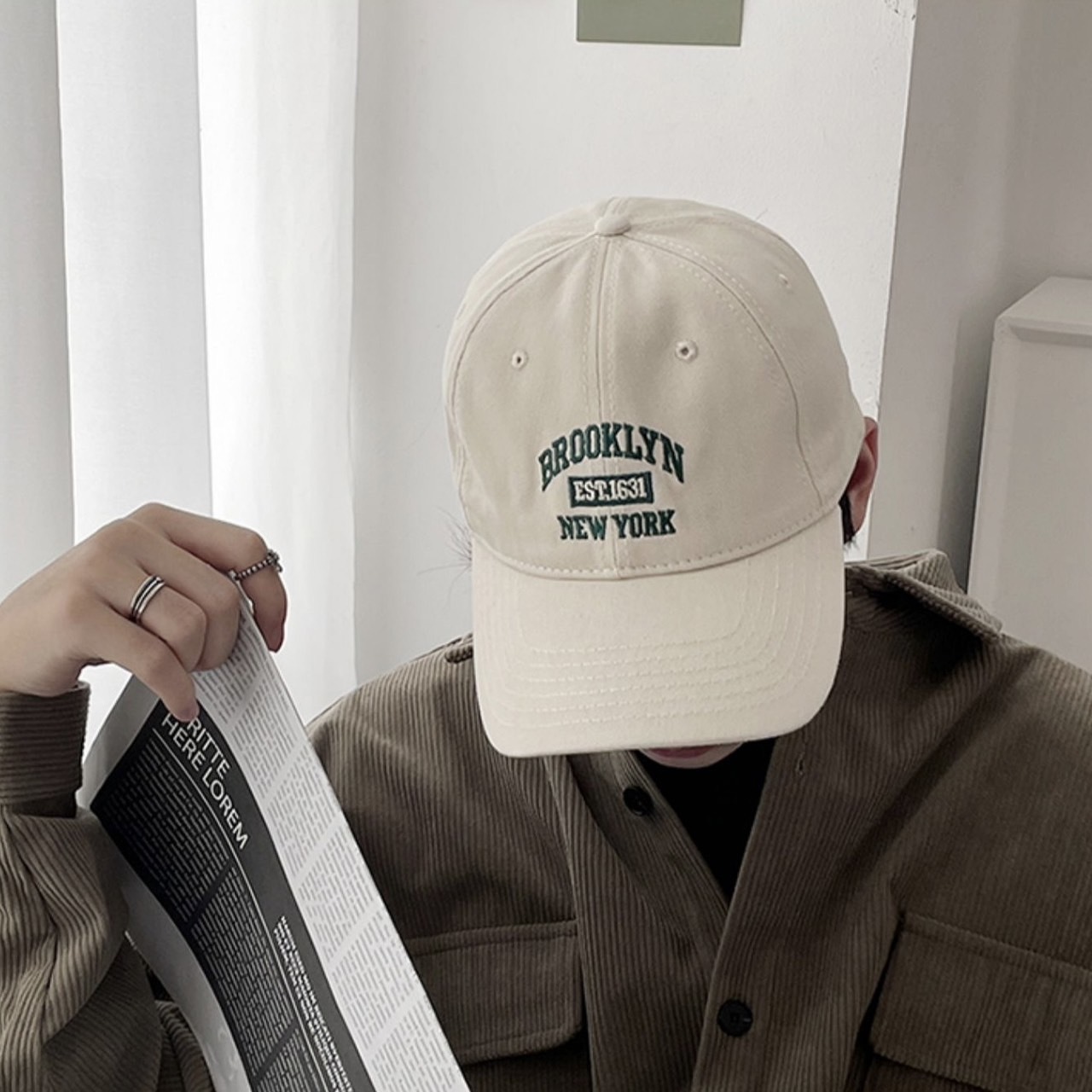 韓國復古BROOKLYN 1631紐約電繡LOGO老帽