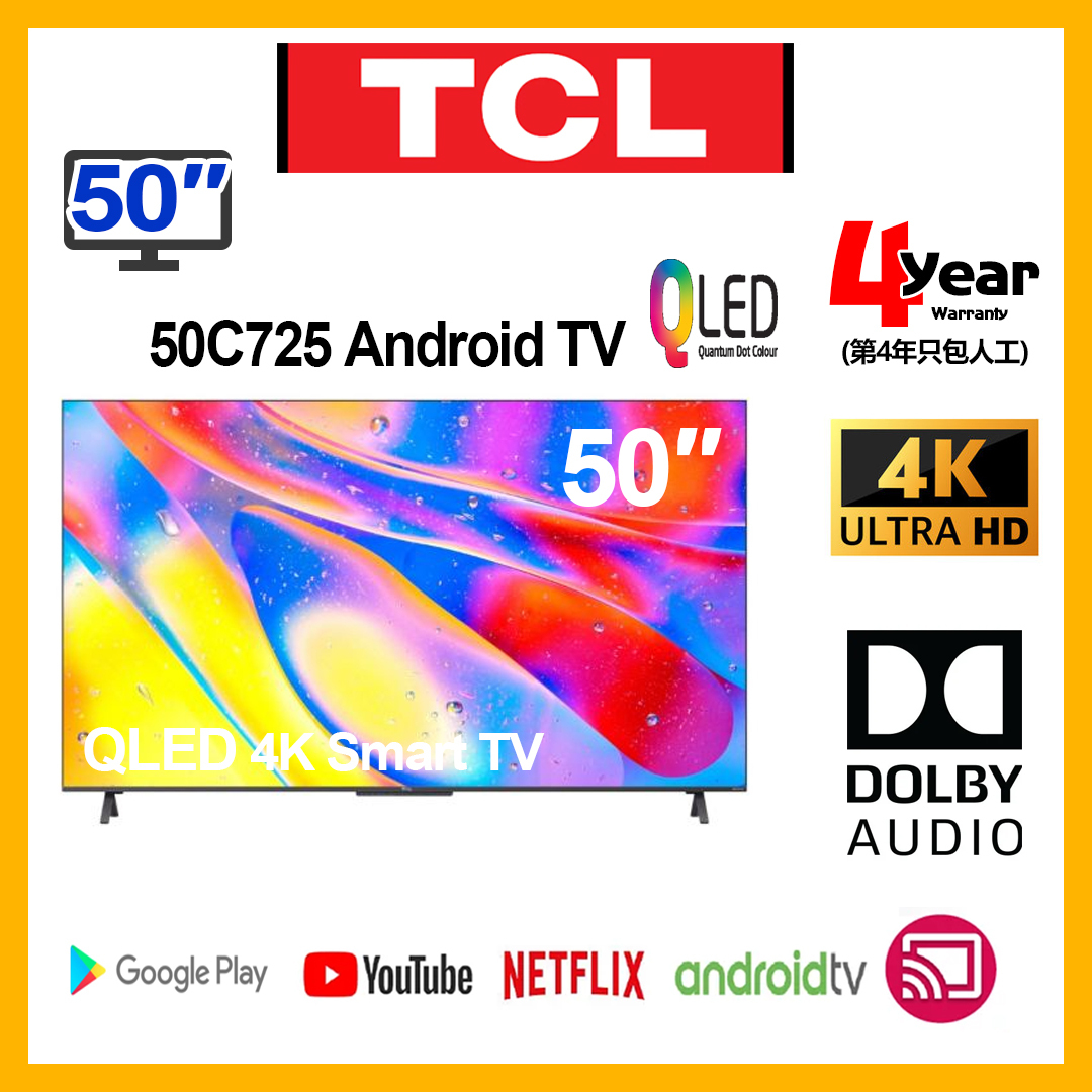 TCL 50" C725 Series QLED 4K Android TV 50C725