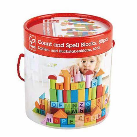 Hape Count and Spell Blocks, 80pcs E8022
