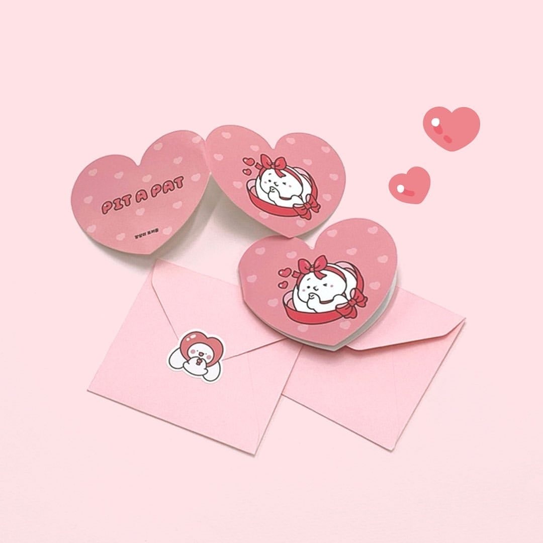 MANG MANG RABBIT Heart Postcard & Letter Pocket Set 小兔