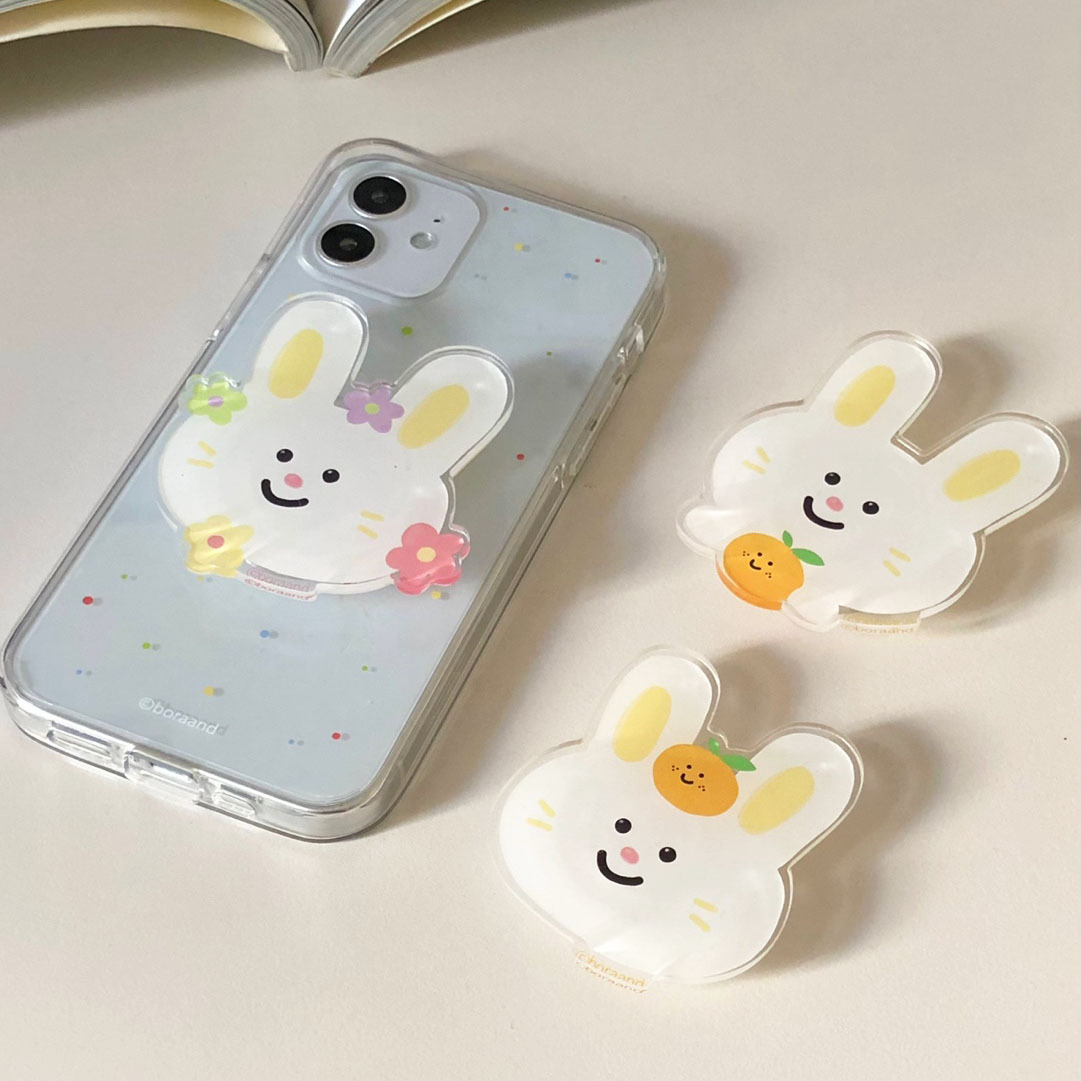 BORA AND Bunny Acrylic Phone Grip-Tok 小兔 透明手機支架