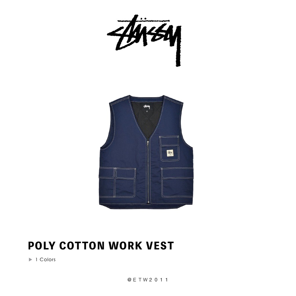 ☆ETW☆【EASY TO WEAR】Stussy Poly Cotton Work Vest 牛仔藍 背心