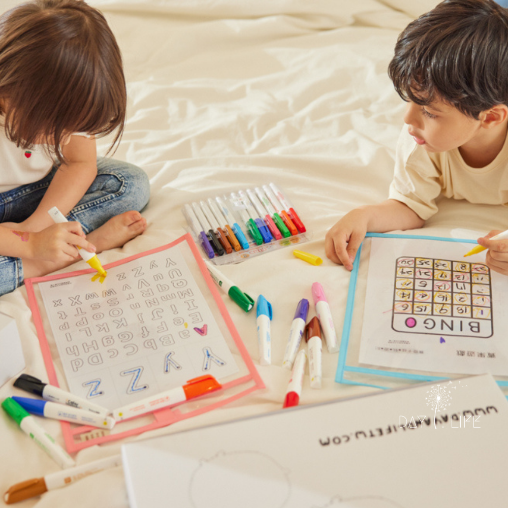 玩玩Play_韓國LINEPLUS好寫無異味工學握把安全12色白板筆