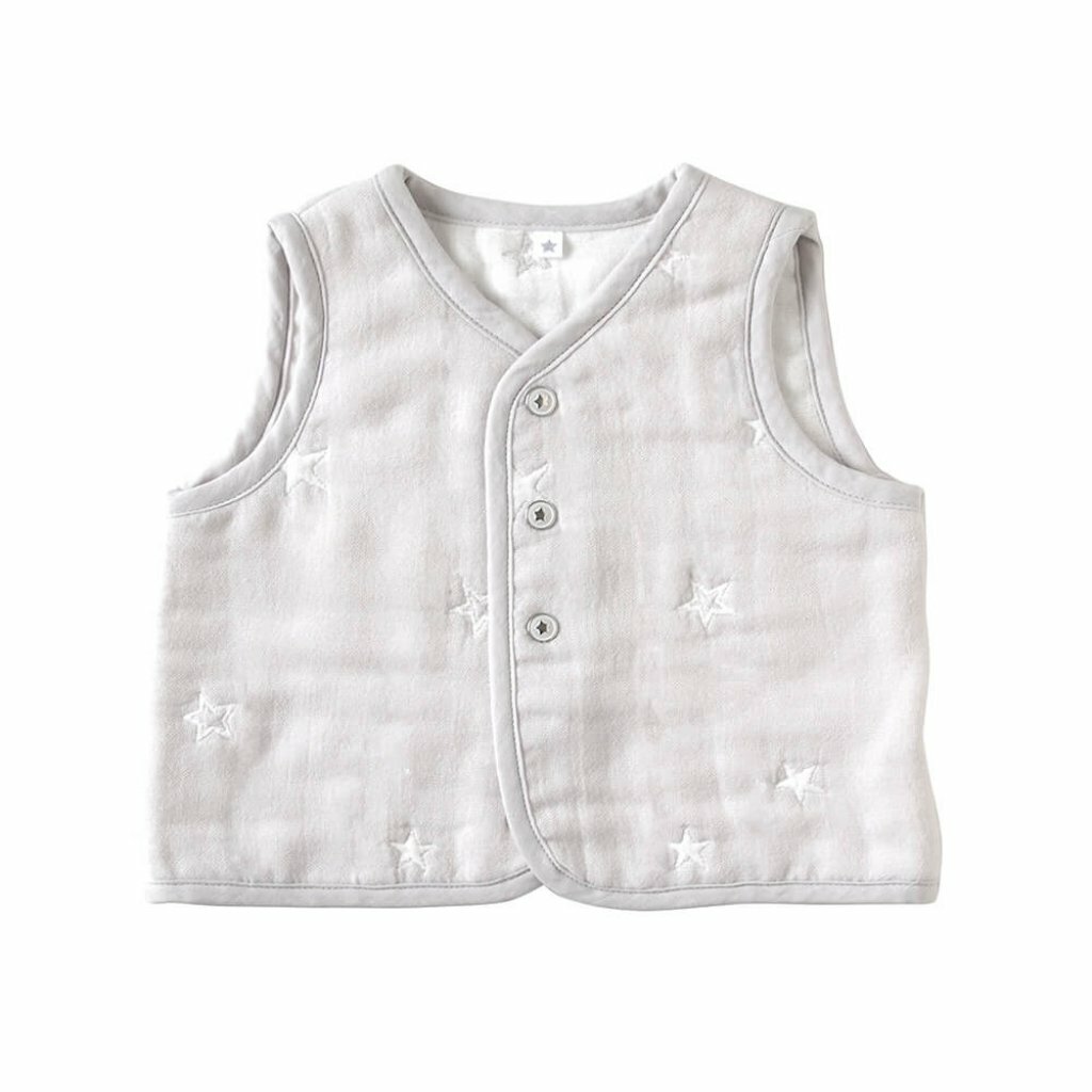 日本製 10Mois 銀河星六重紗背心 70-80cm-灰色