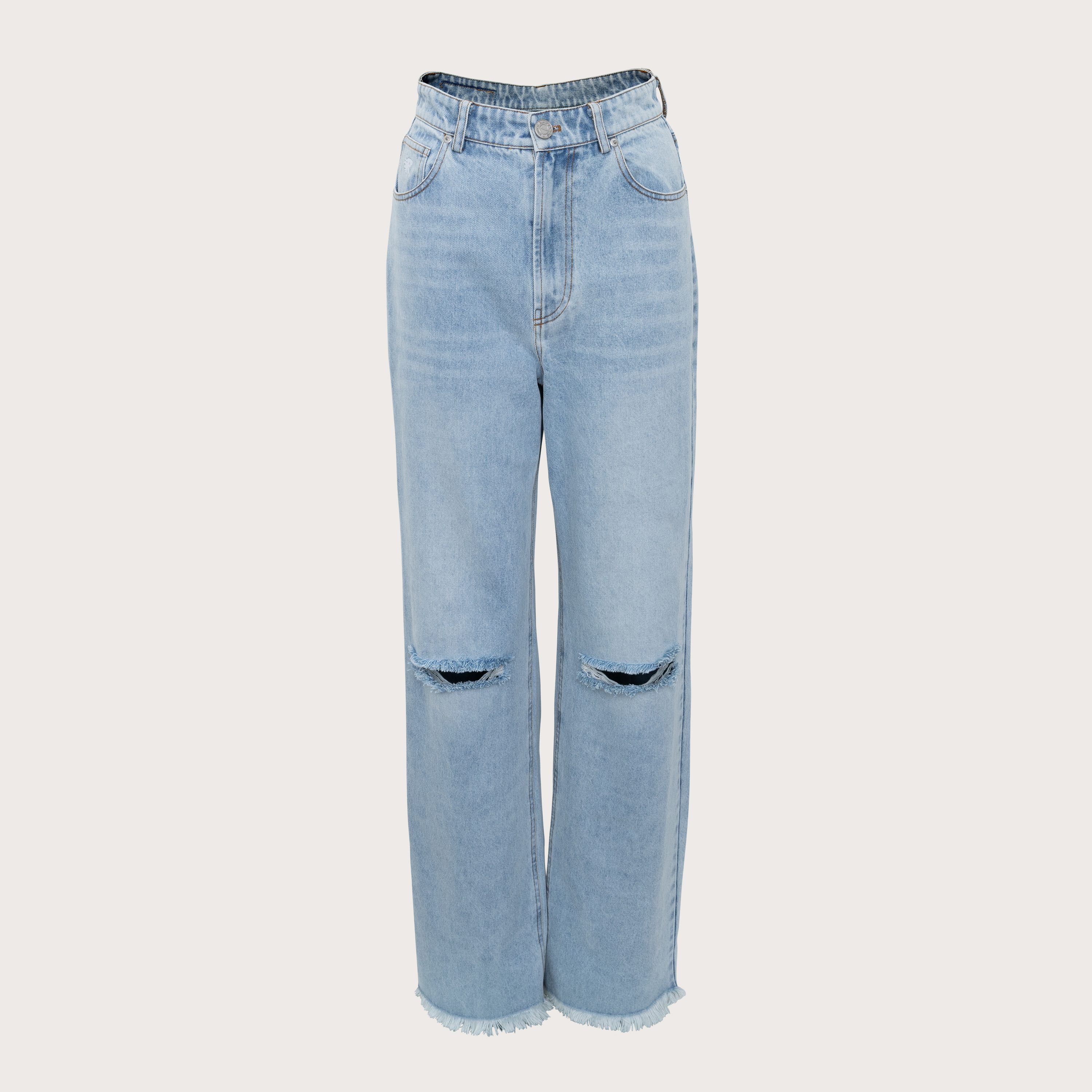 Embroidery Broke Straight Jeans