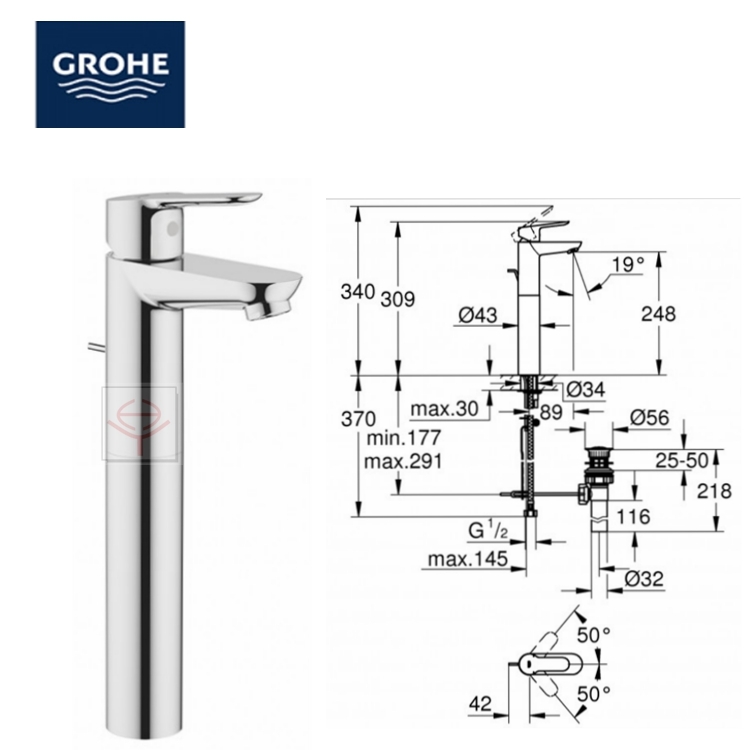 GROHE BAUEDGE高身面盤龍頭 32860000