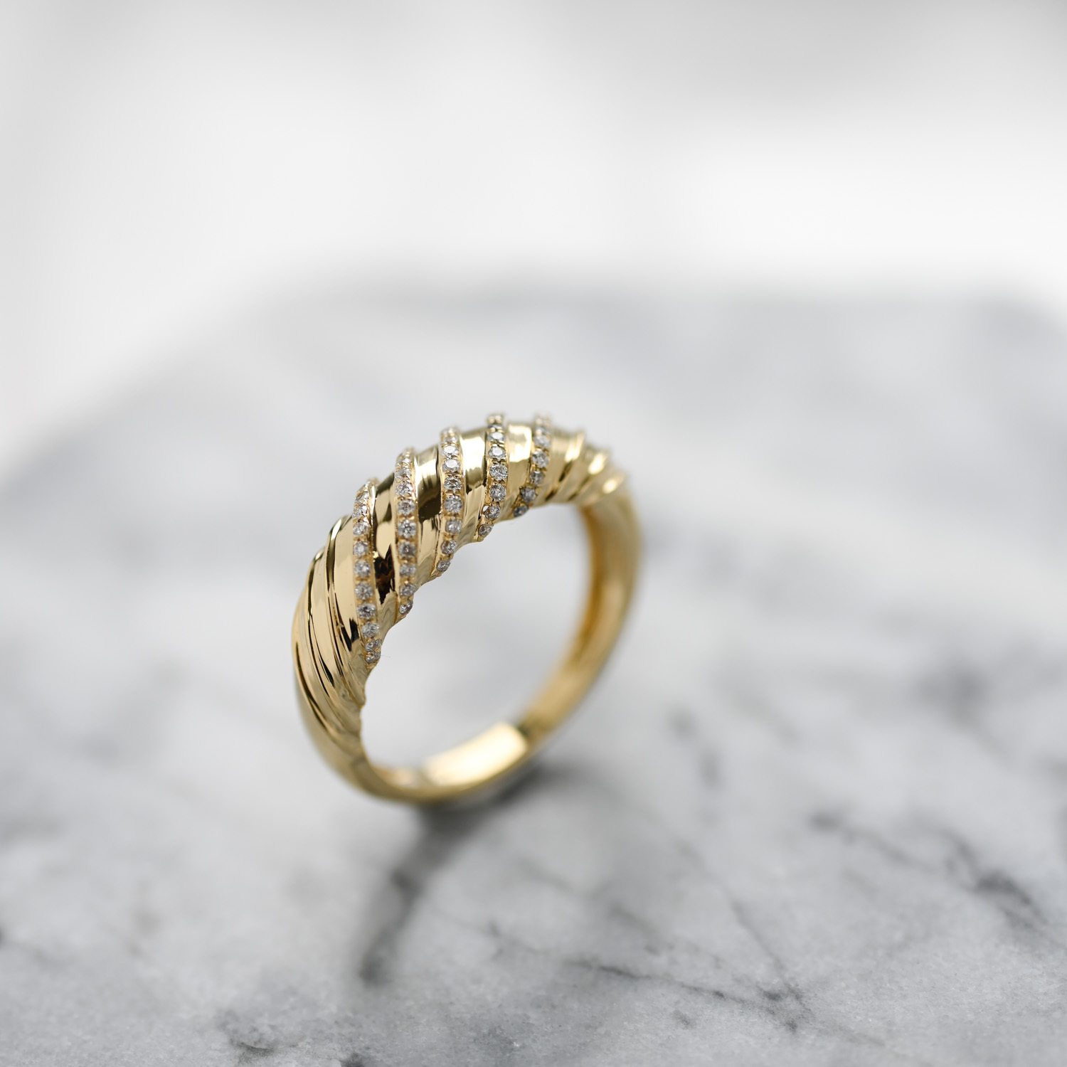 18K Croissant Diamond Ring