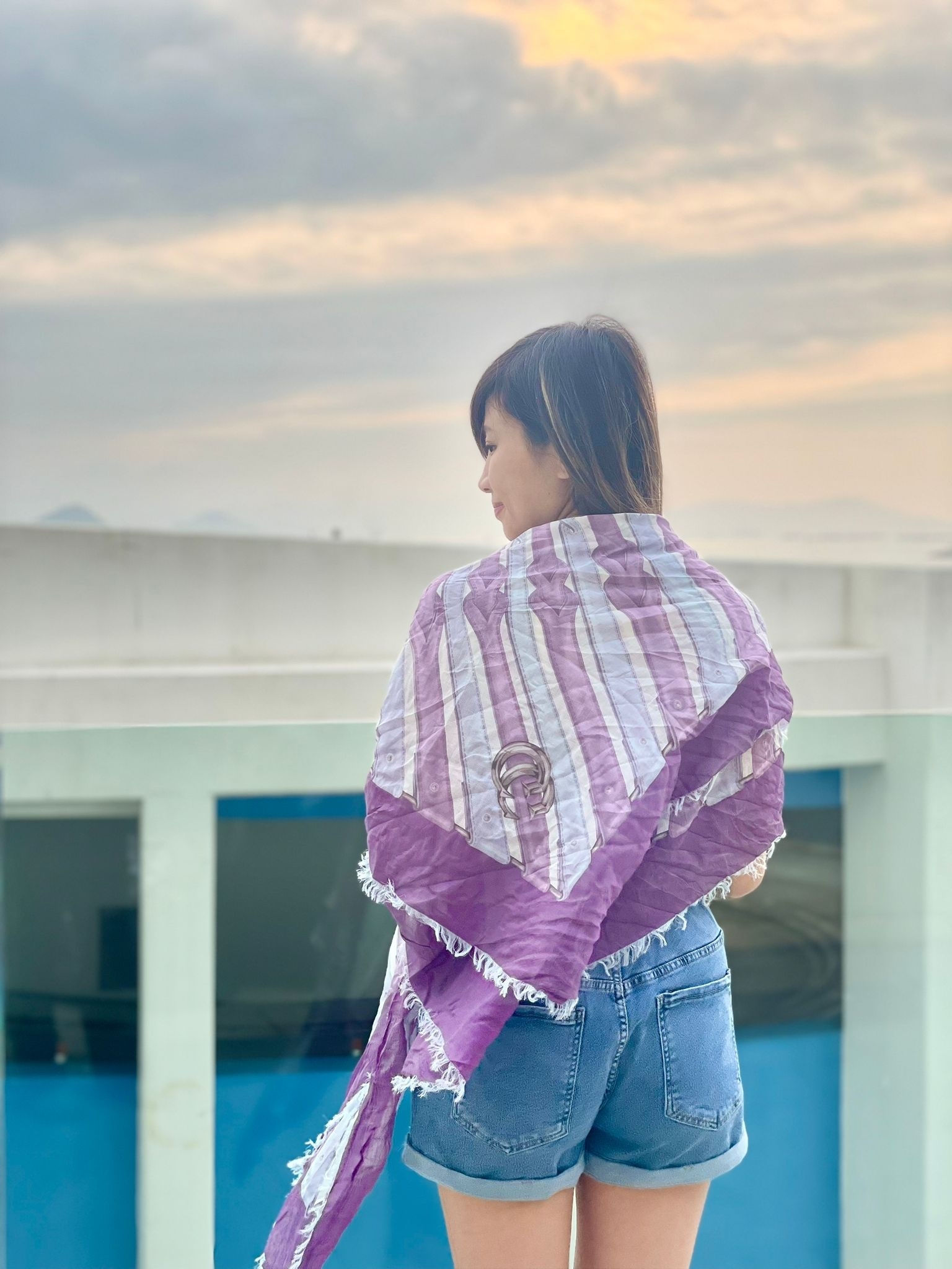 GG logo purple blue logo scarf GG logo purple blue logo scarf