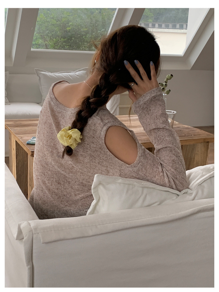 1328563露肩V領薄針織/2color