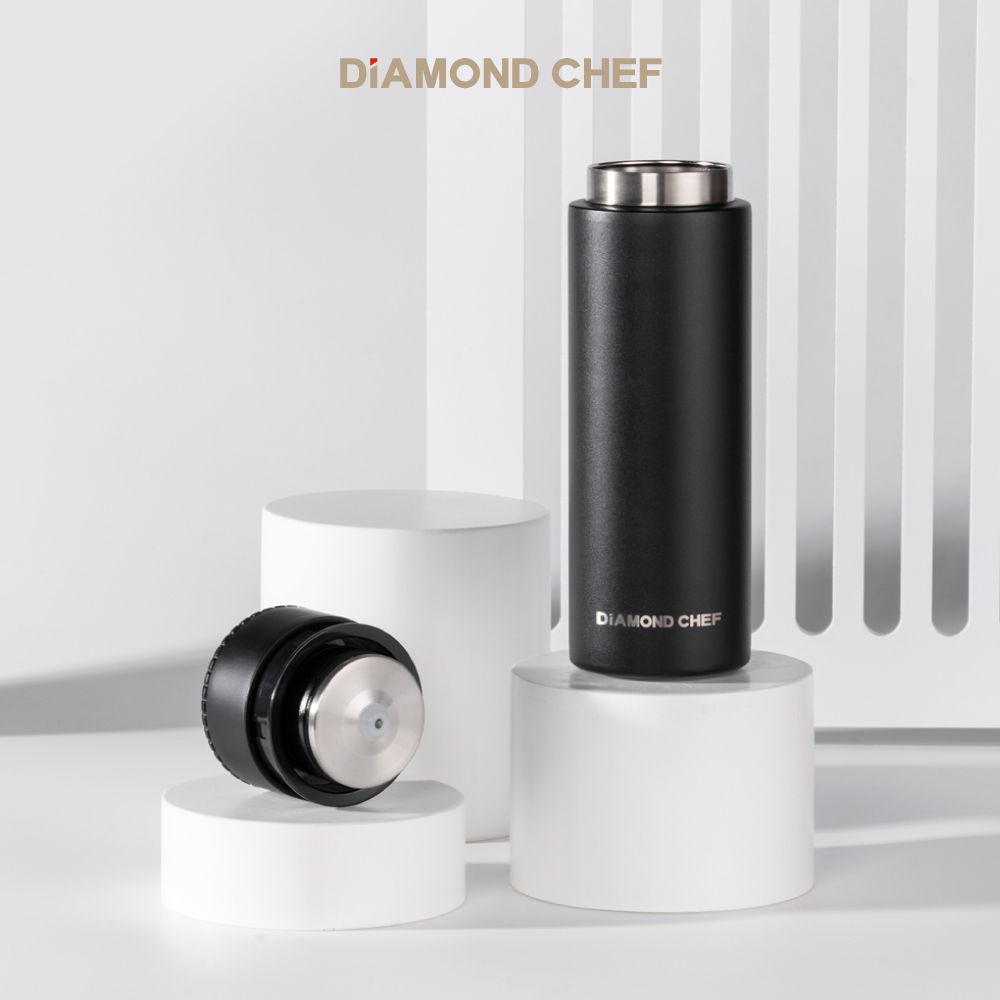 【DIAMOND CHEF】DIAMOND CHEF極致黑按壓保溫杯-400ml