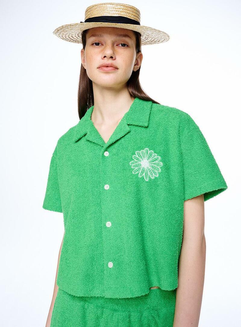Mardi Mercredi TERRY SHIRT HALF SLEEVE FLOWERMARDI_GREE