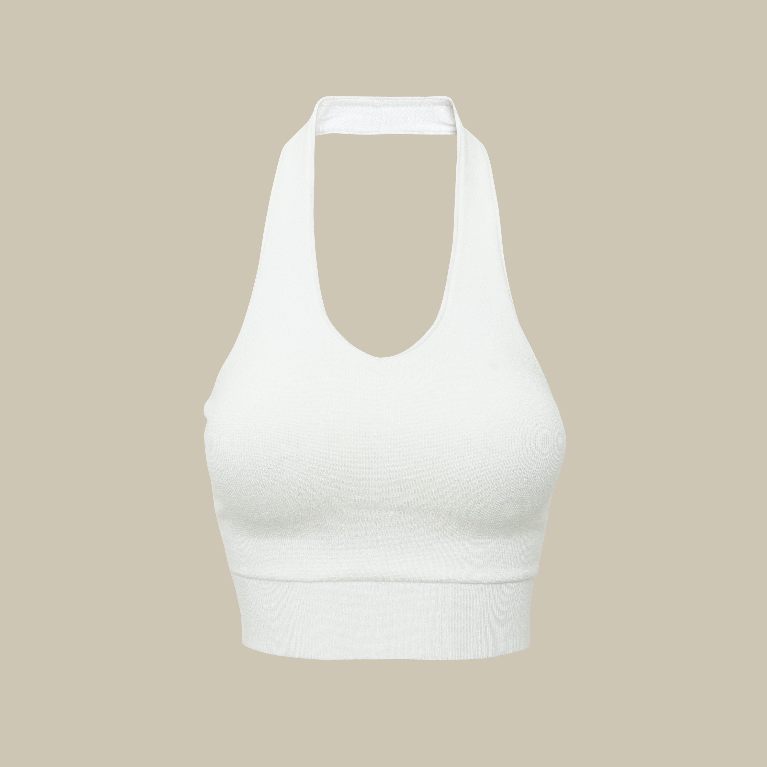 Embroidered Knit Halter Bra Top